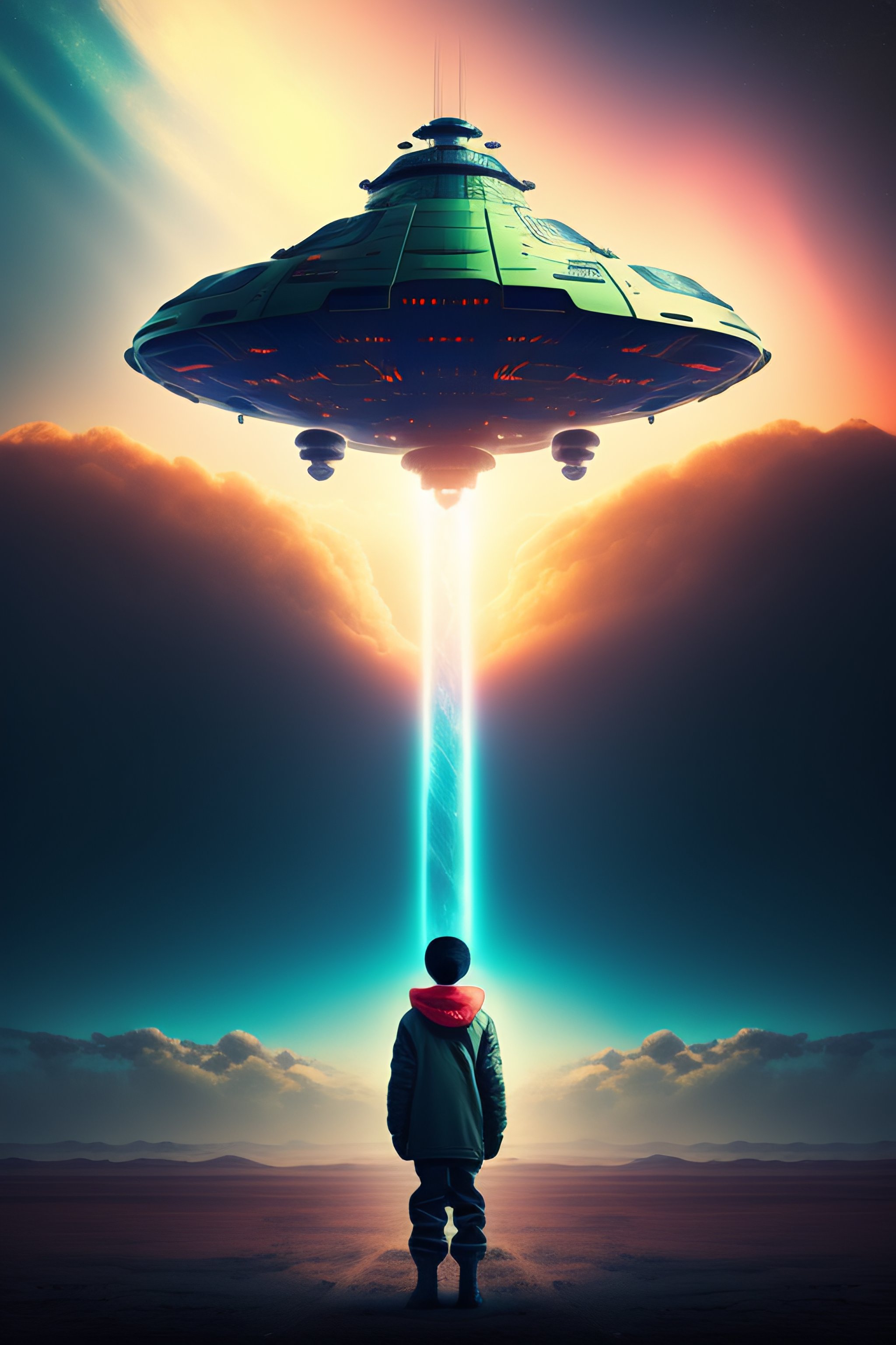 Lexica - Distopic future, alien space ship above the sky, earth as a ...