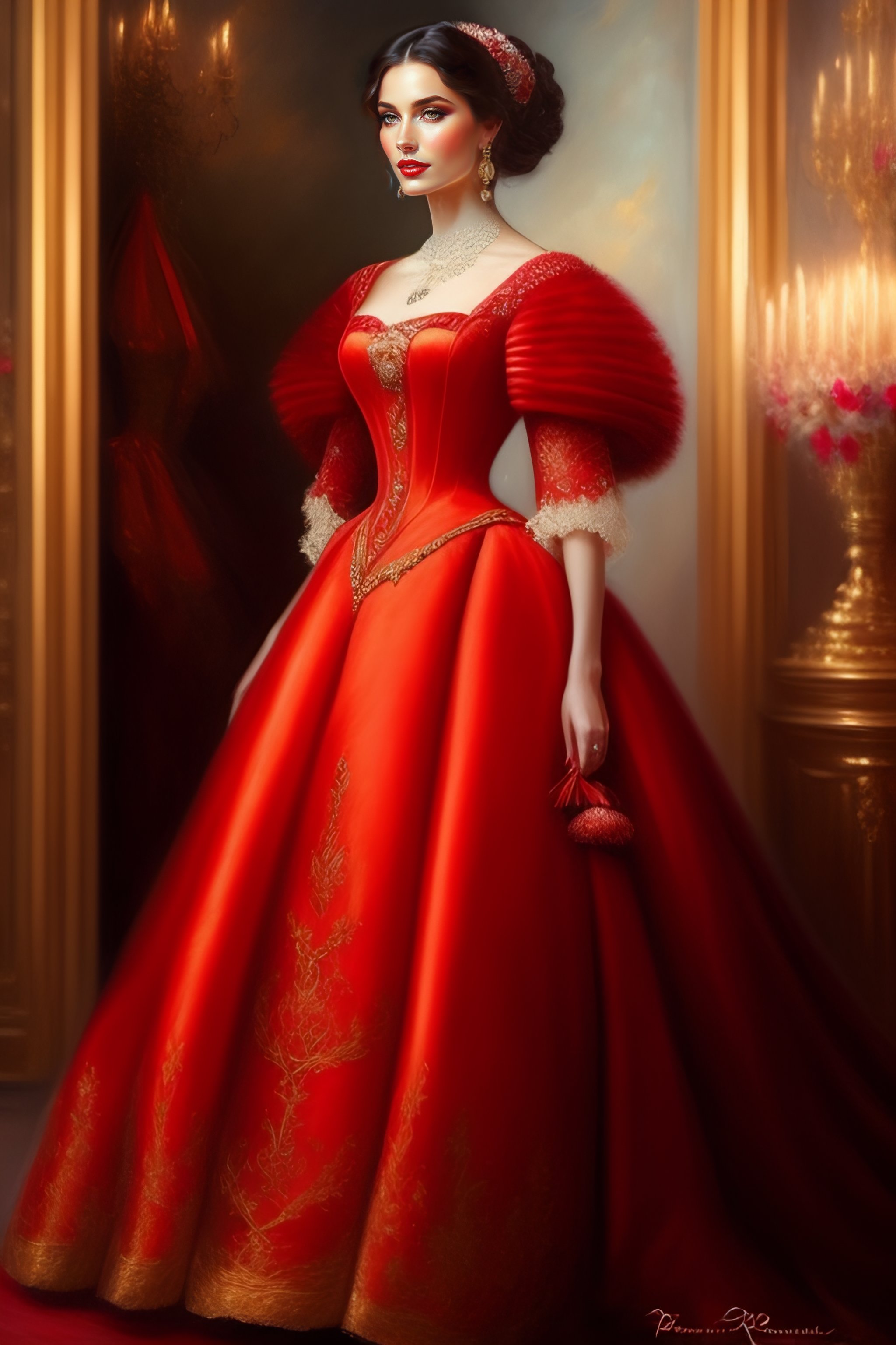 Lexica - Elegant laydy in red victorian dress. By Konstantin Razumov ...