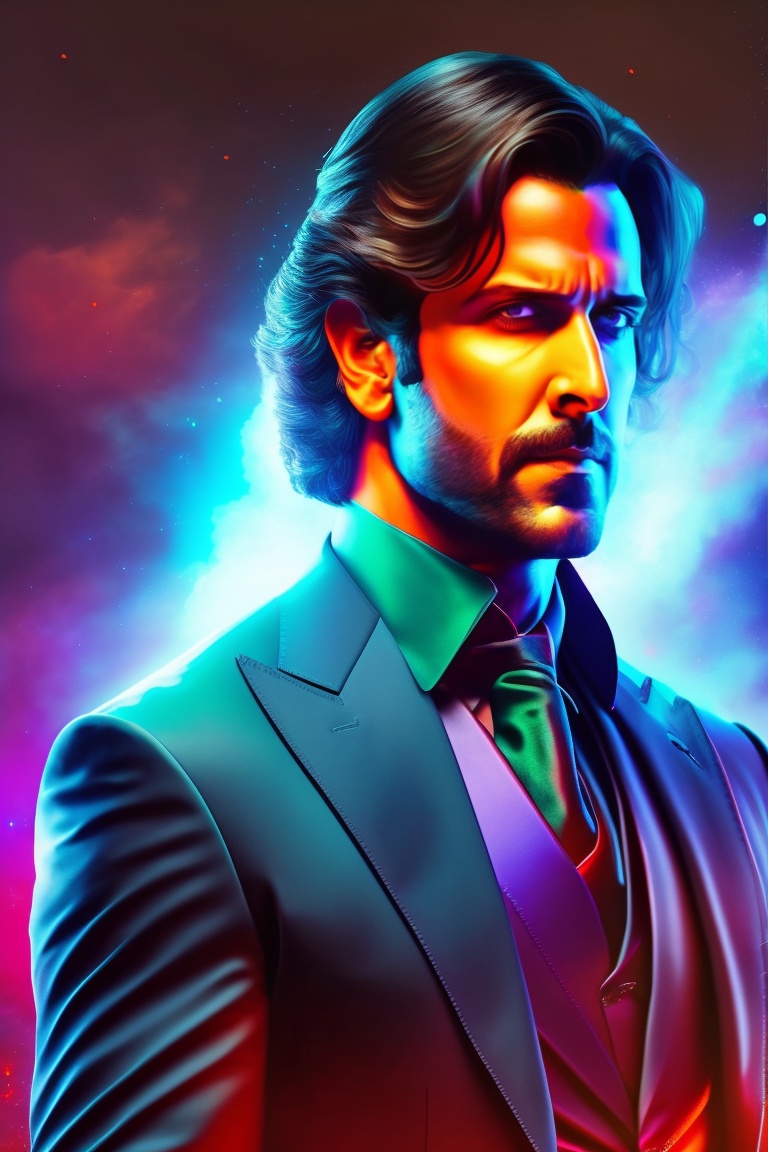 Lexica - Hrithik roshan as john wick,firey background,guns bullets,suit