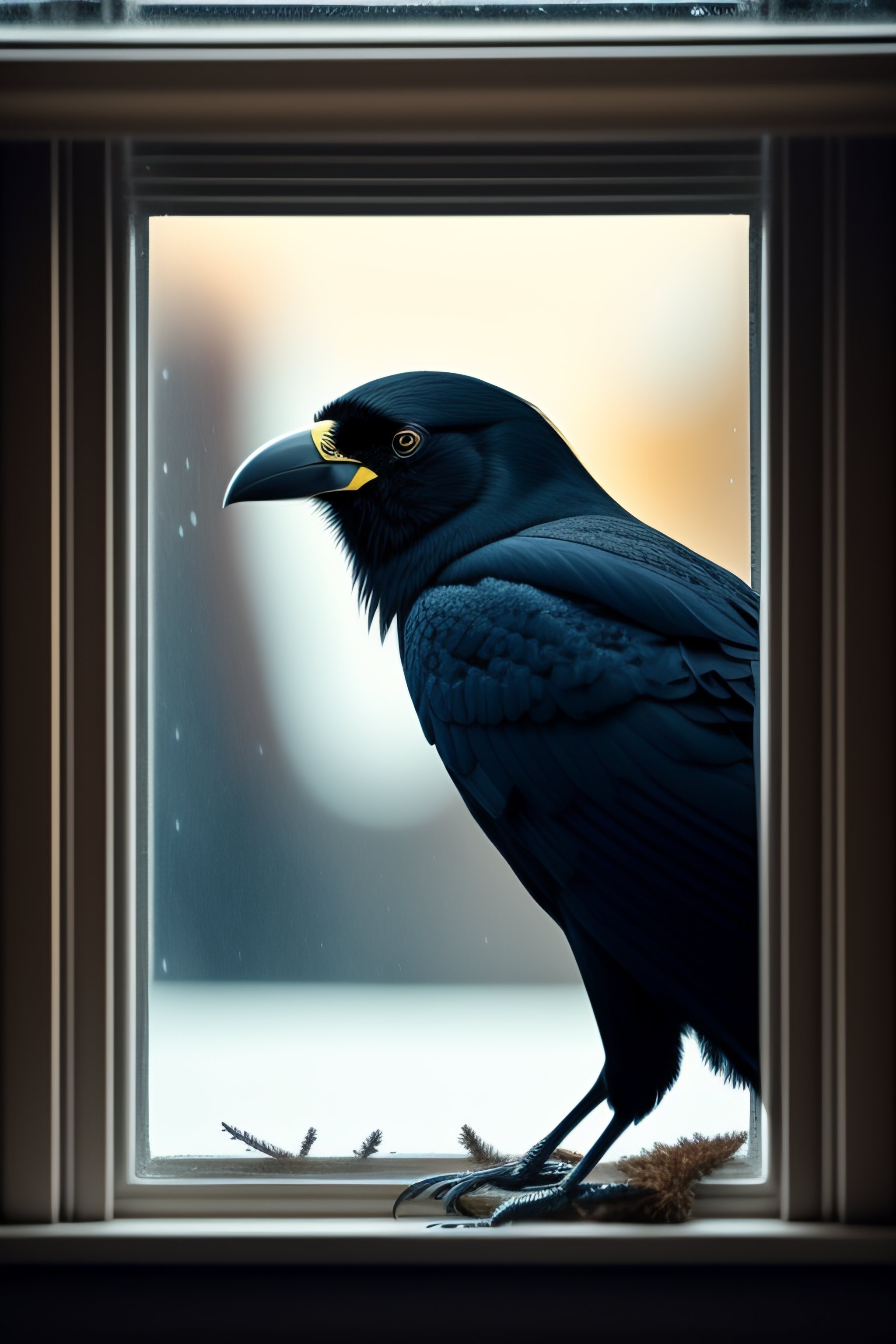 Lexica - A scarying image of a crow posed in a window