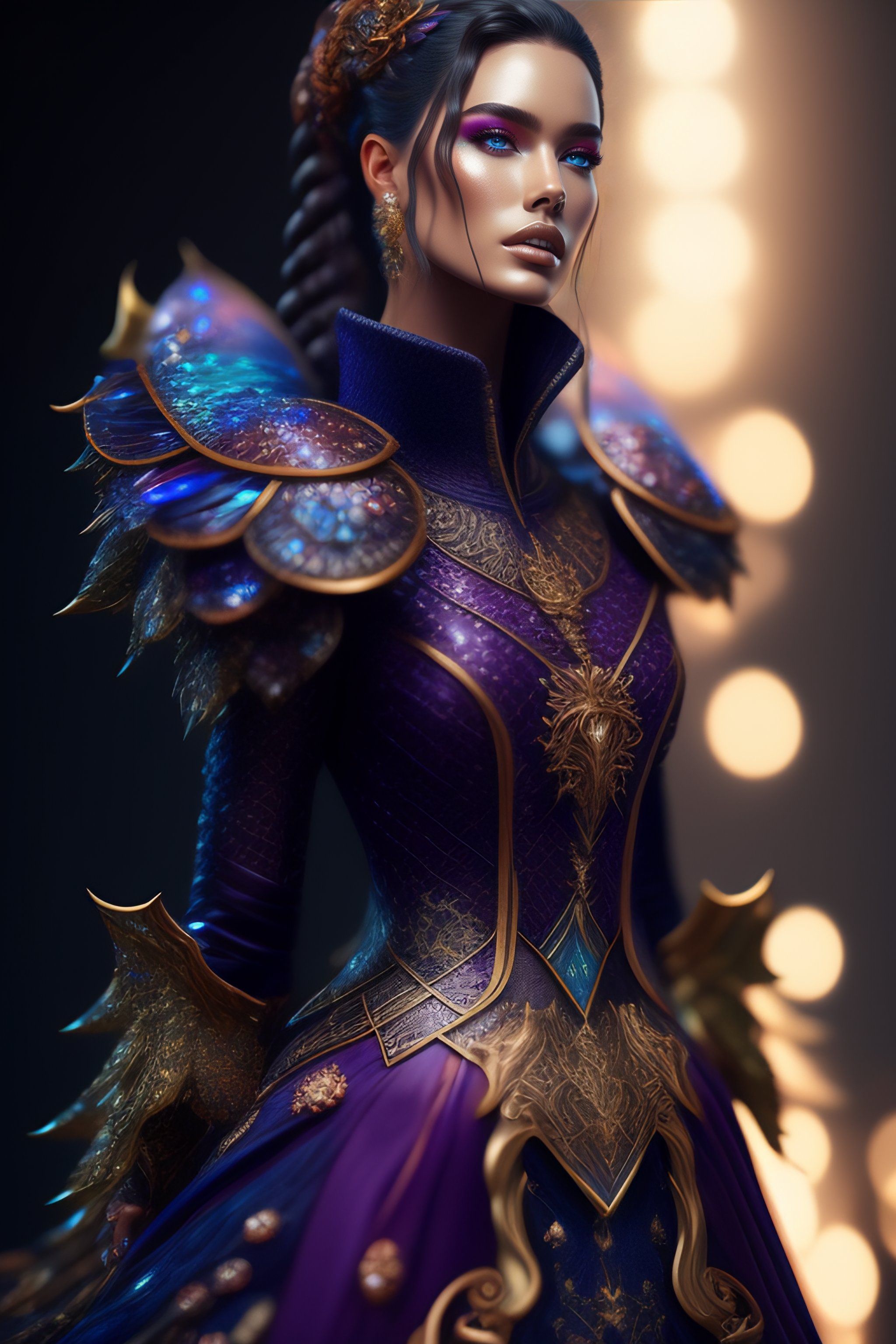 Lexica - Epic fantasy dress made of glass, deep colors, detailed ...