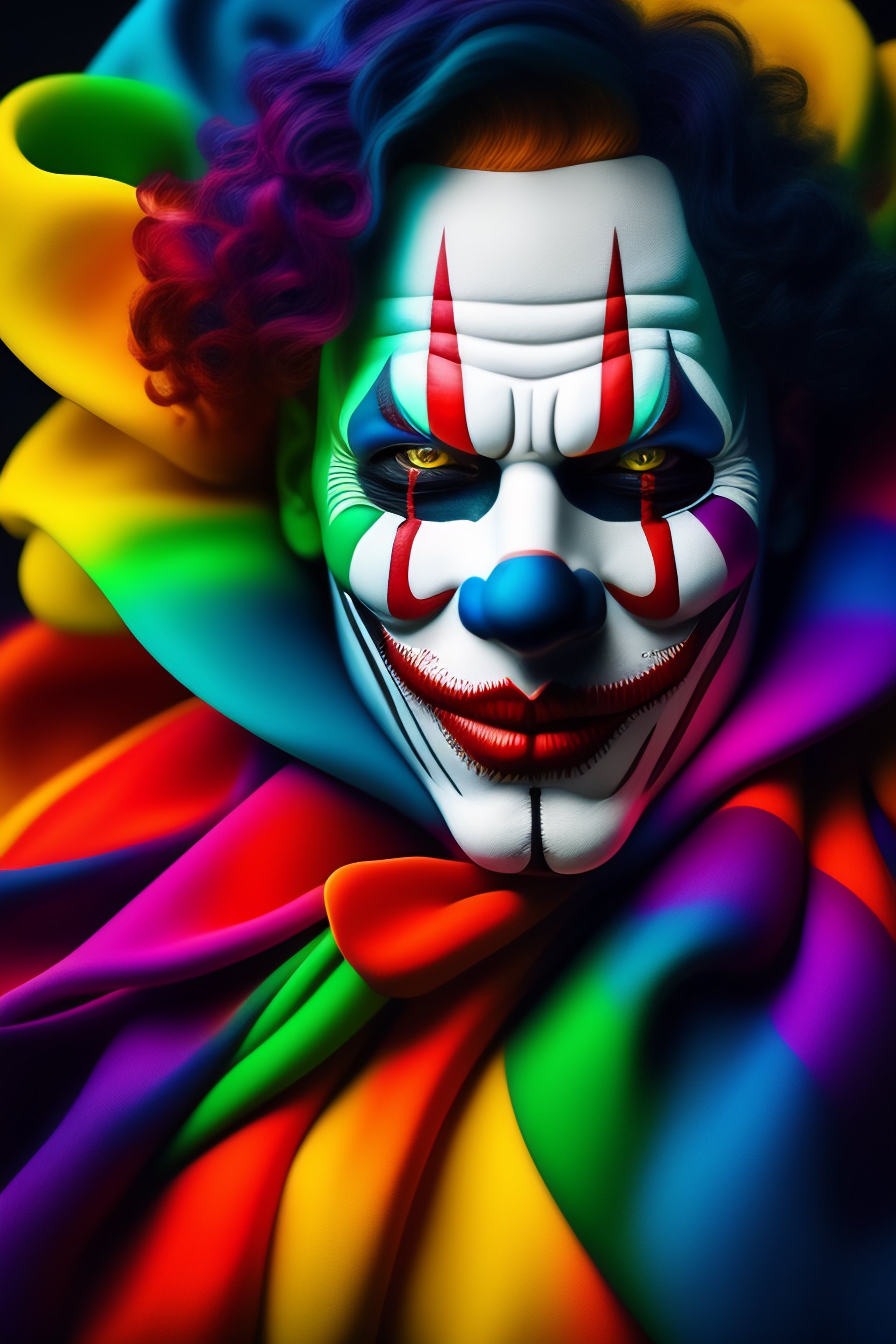 Lexica - Colorful teriffying portraits of a scary masked clown stunning ...