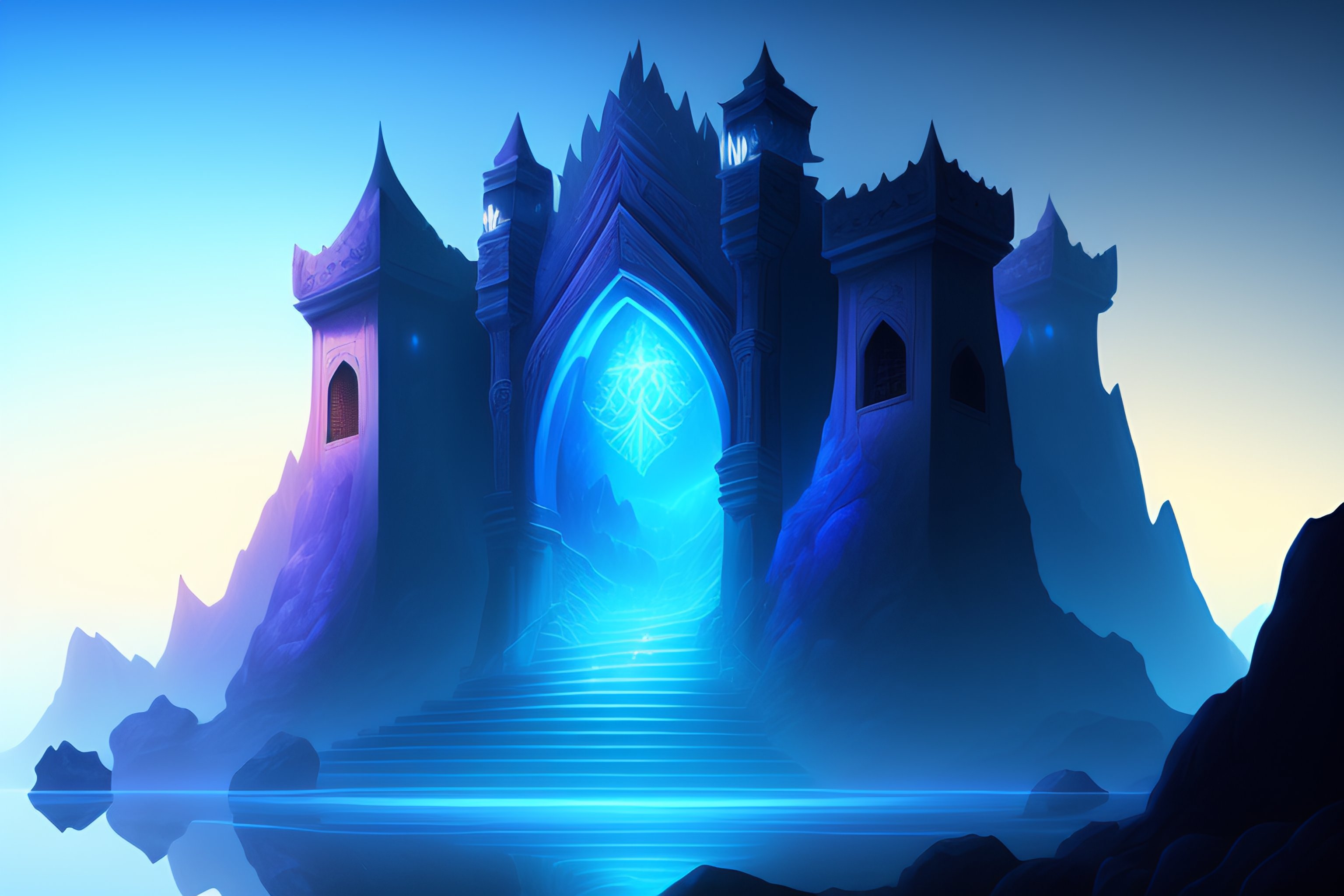 Lexica - Epic cell shaded illustration of a Dungeon dim lit by a blue ...