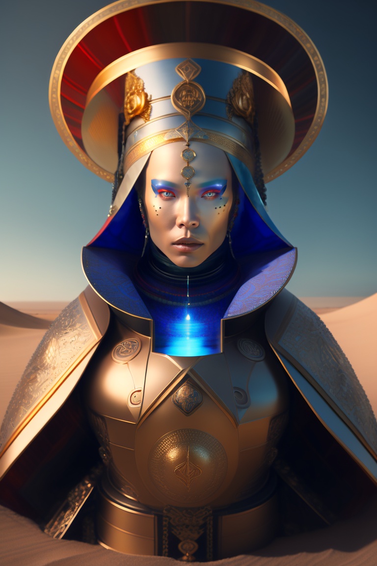 Lexica - High quality photo of a cyberpunk mystical shaman in a dune ...