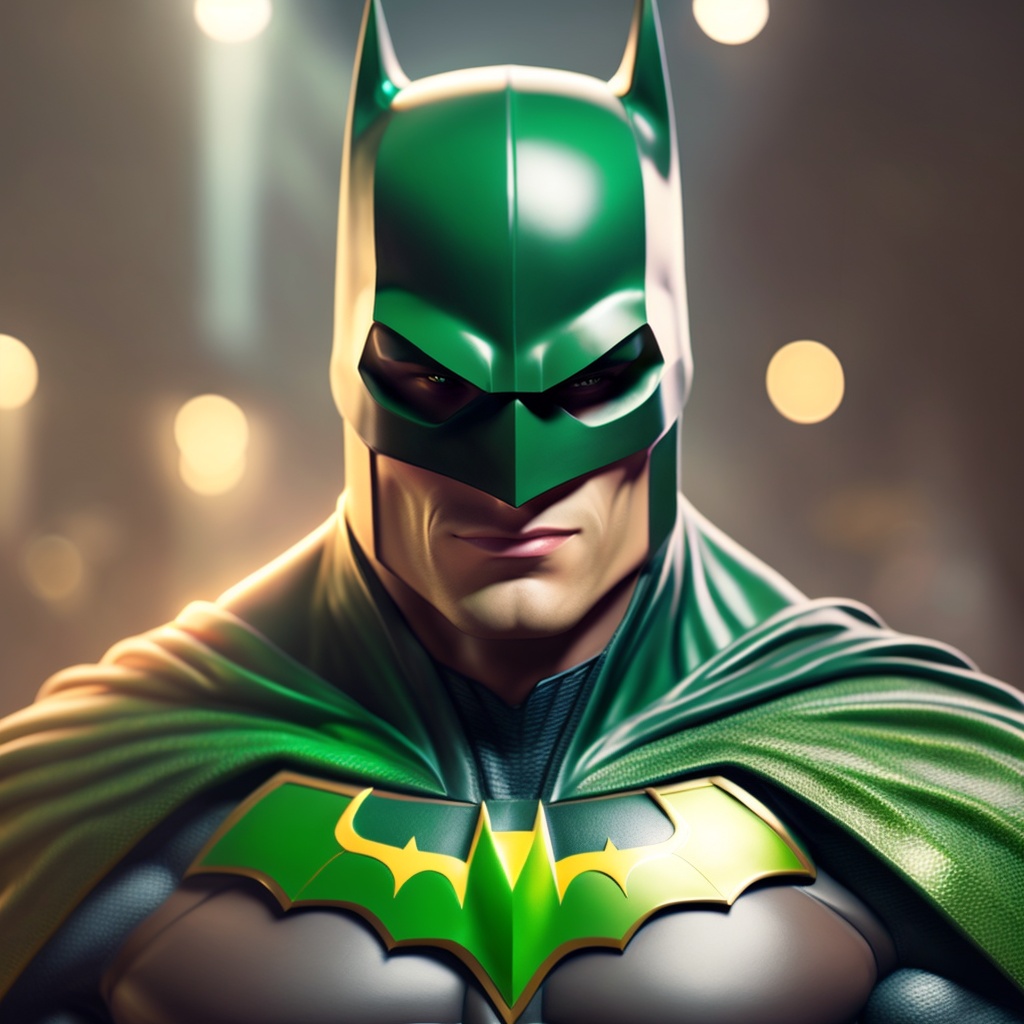 Lexica - Batman wearing green colour extra detail, 8k uhd
