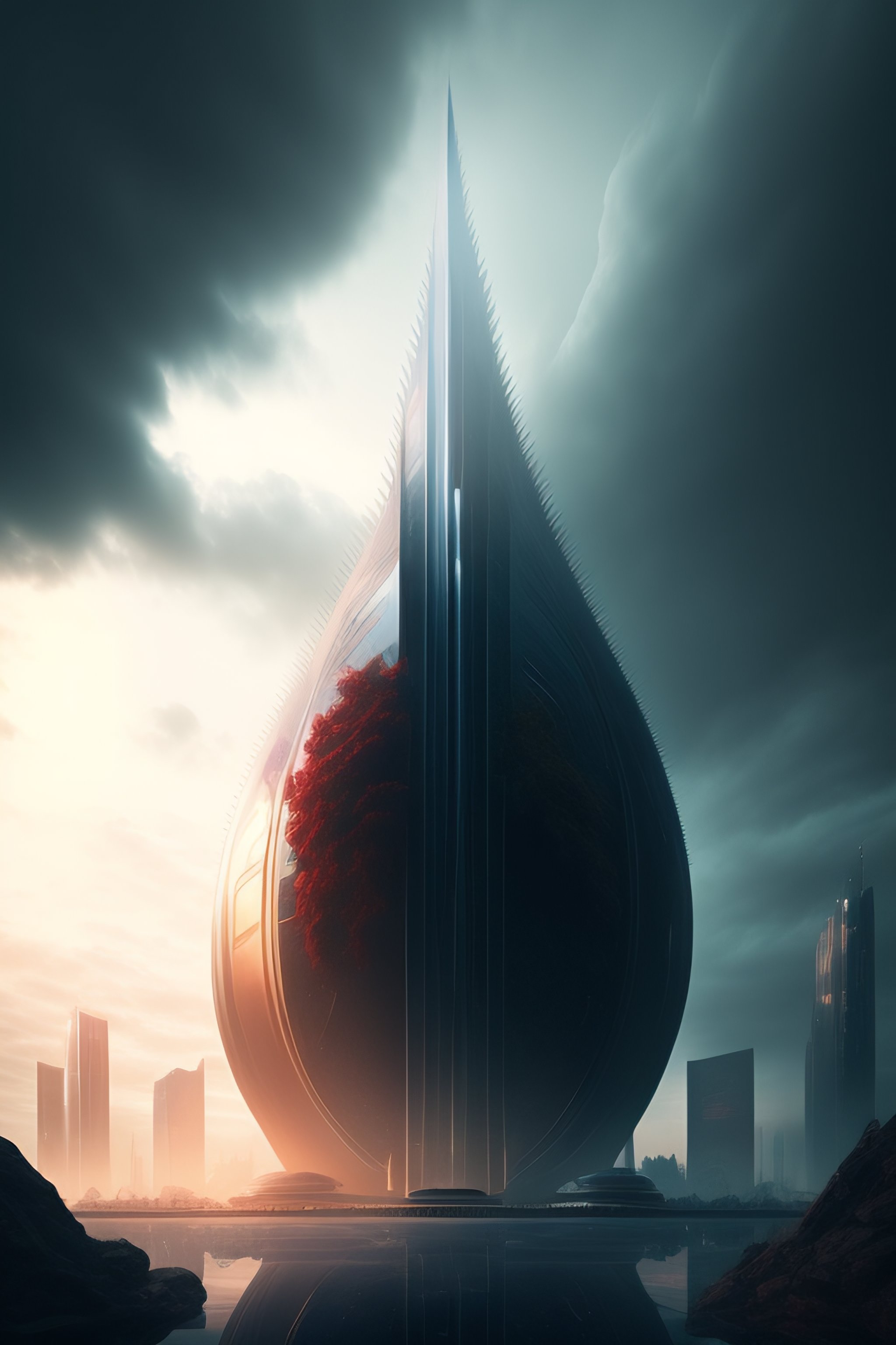 Lexica - A giant scary spiky marble in the middle of a gloomy ...