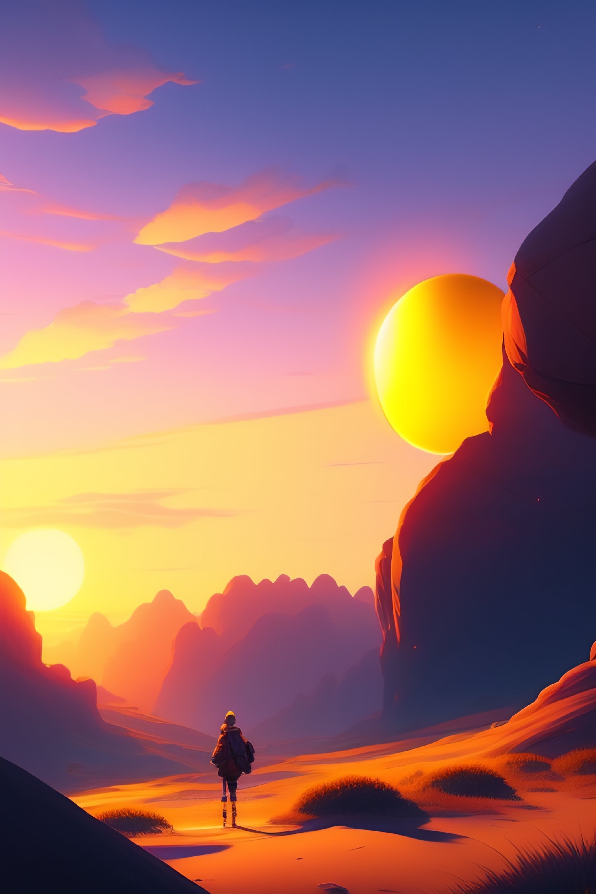 Lexica - Yellow orb floating in sky, behance hd by jesper ejsing, by rhads, makoto shinkai and ...