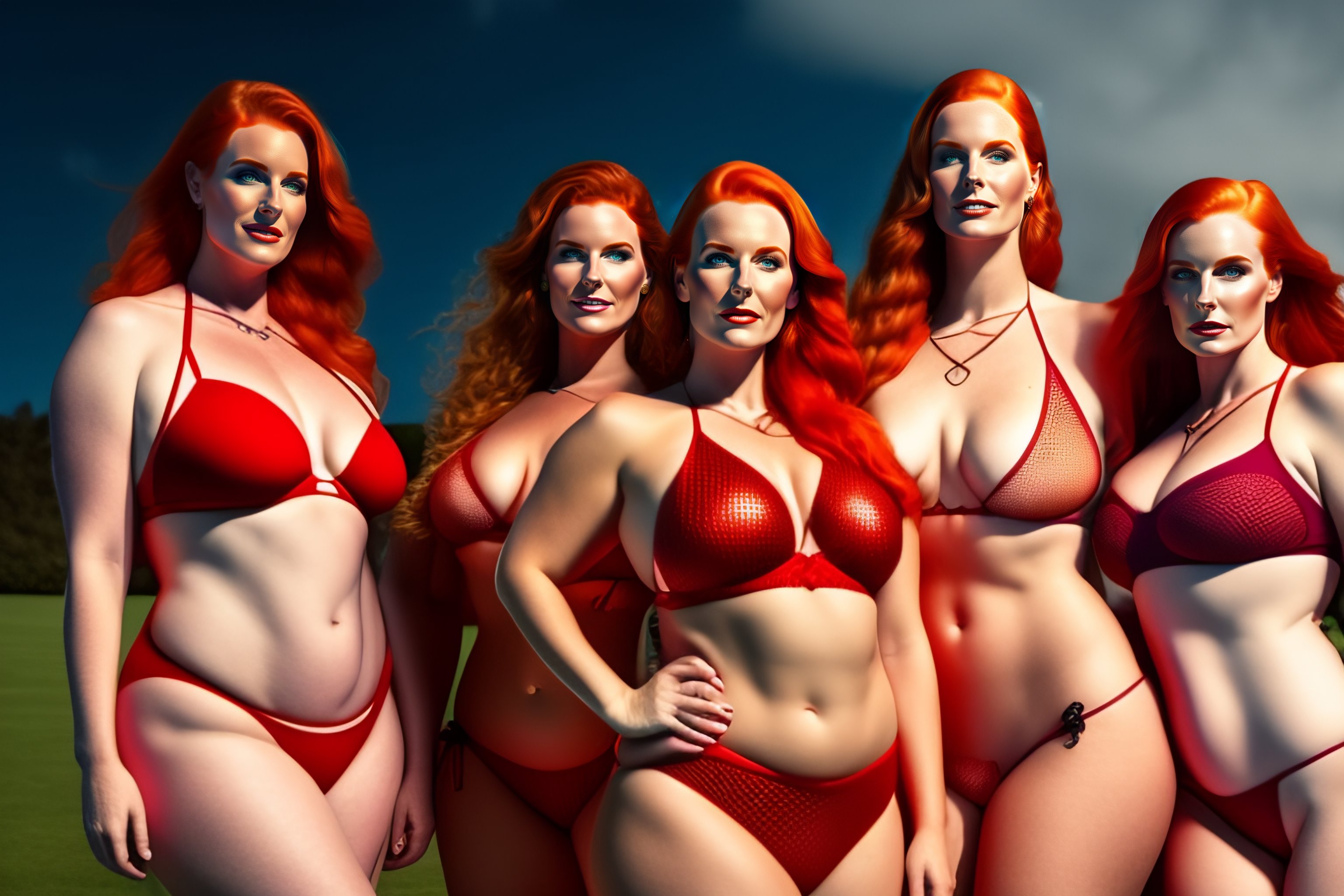 Lexica A Group Of Different Symmetrical Smiling Plus Size Redhead
