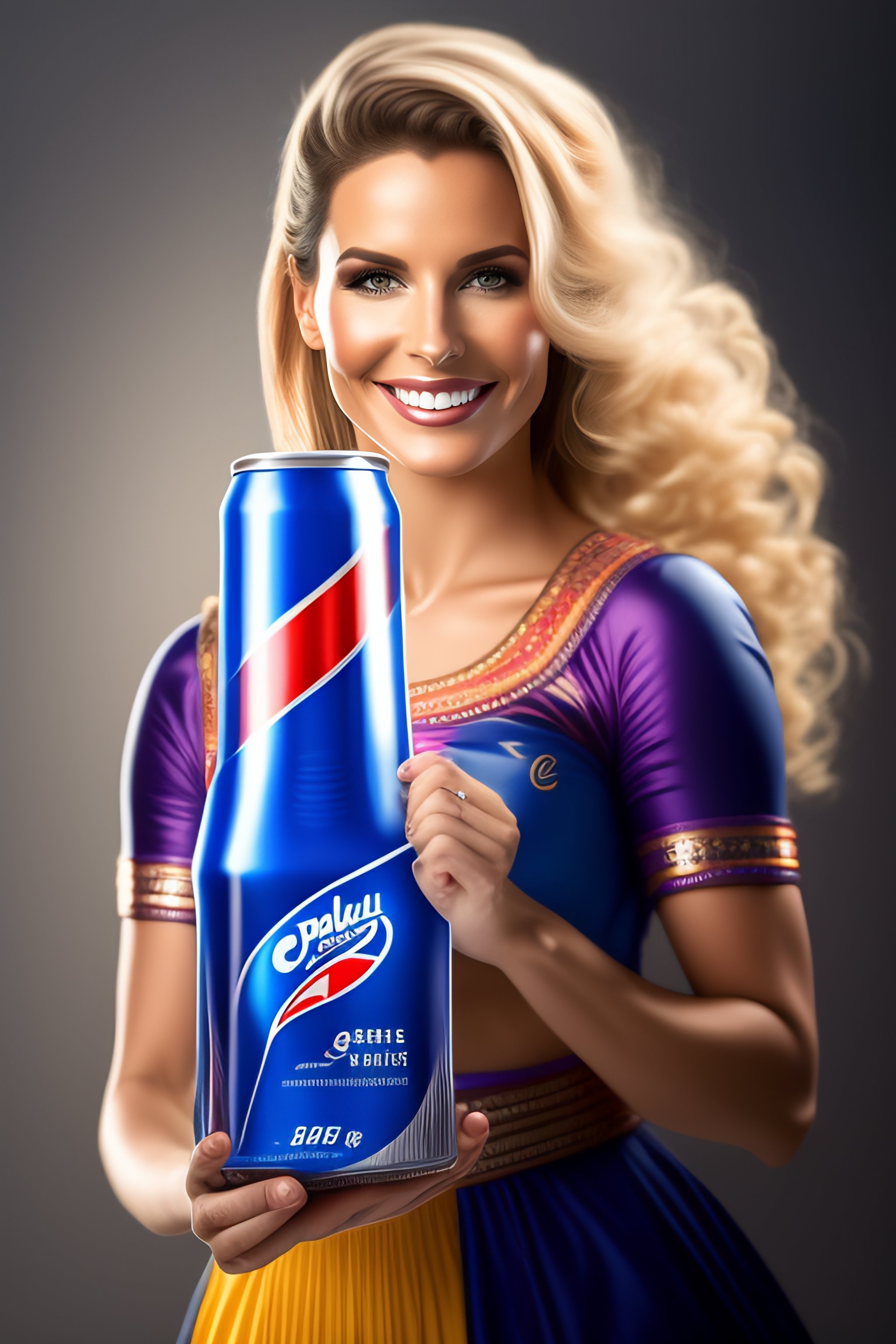 Lexica - White background Smiling Genie holding a pepsi can
