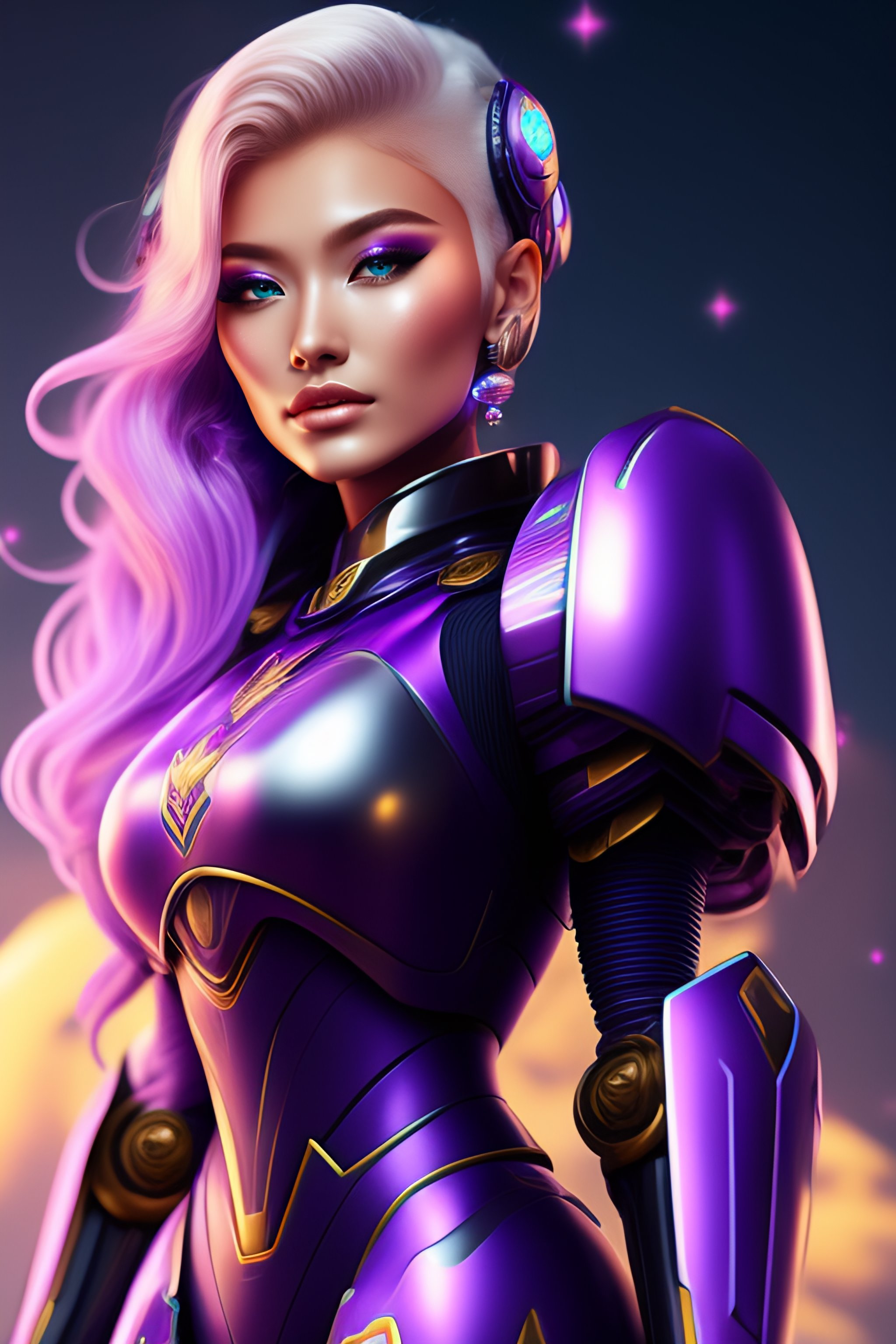 Lexica - Purple mecha blonde girl