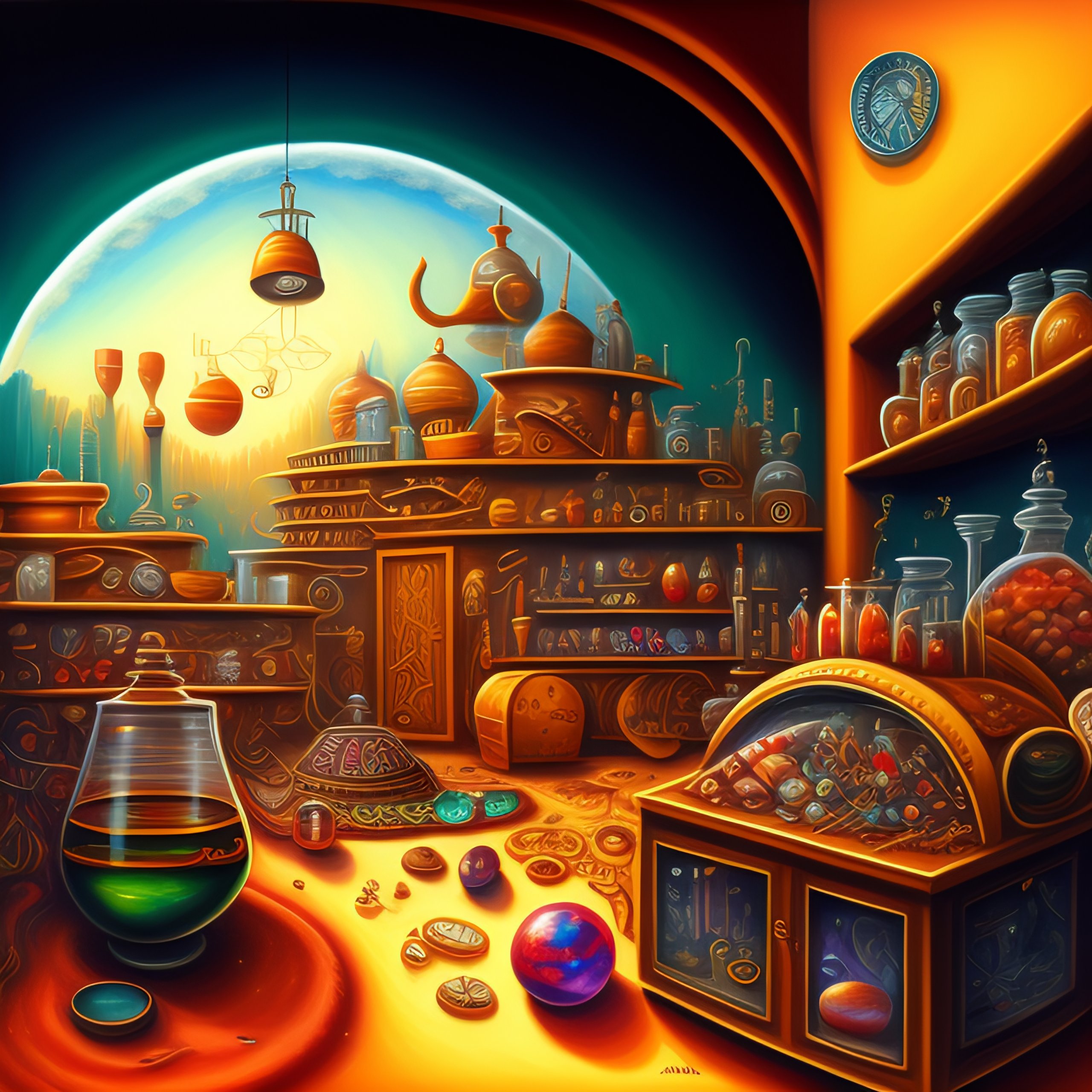 Lexica - Messy hand-drawn painting of a chaotic laboratory with lots of ...