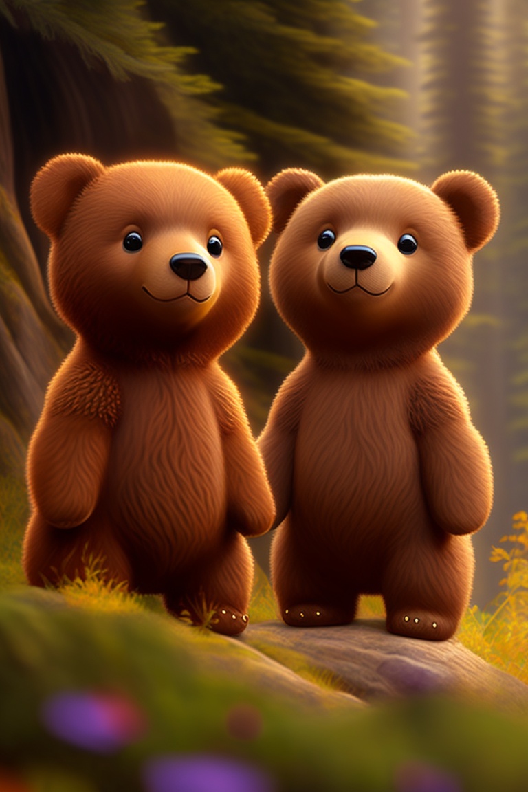 Lexica - 2 friendly little bears 1 bear dark brown, 1 bear light brown ...