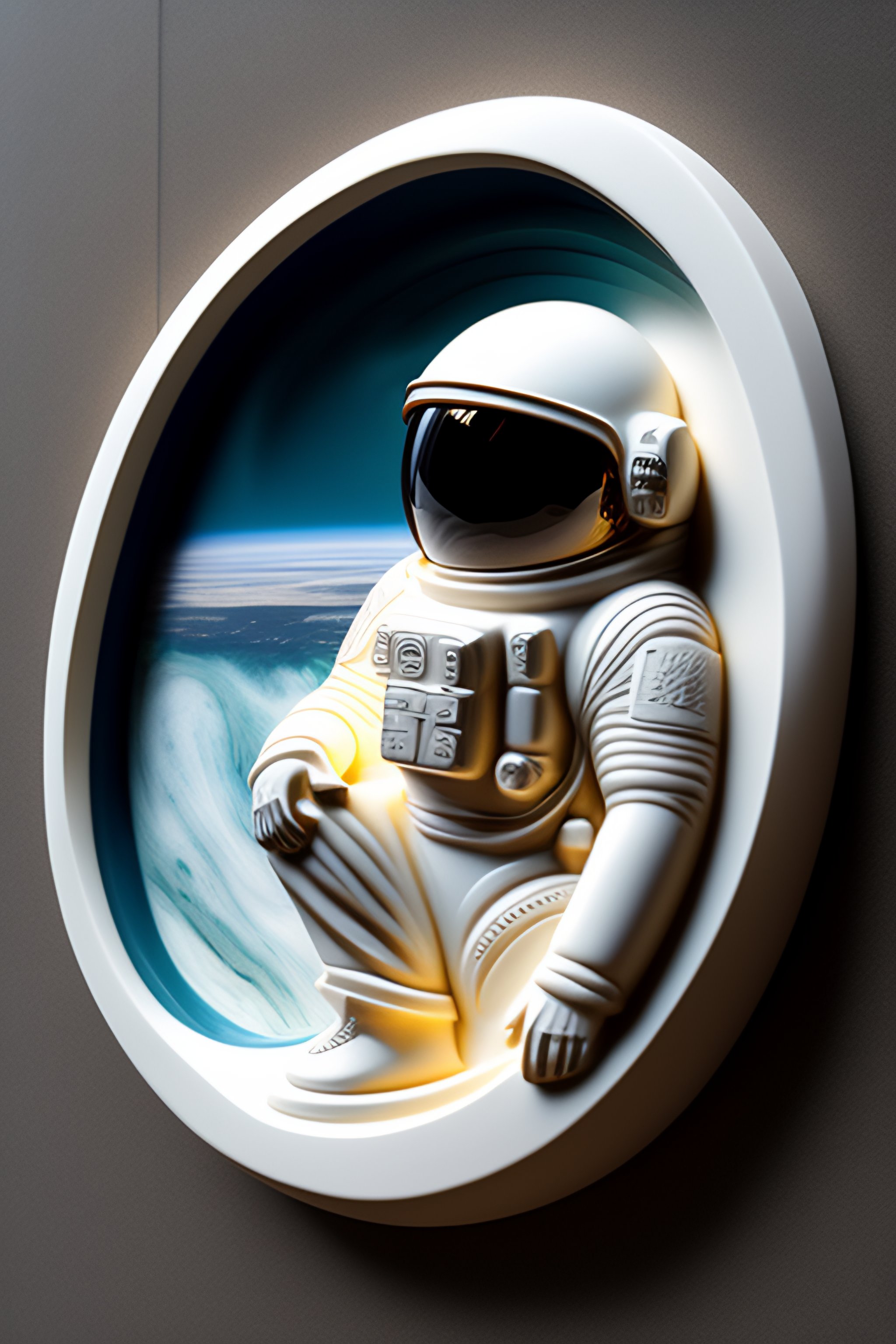 Lexica - An astronaut in an alien's planet, carved in marble style