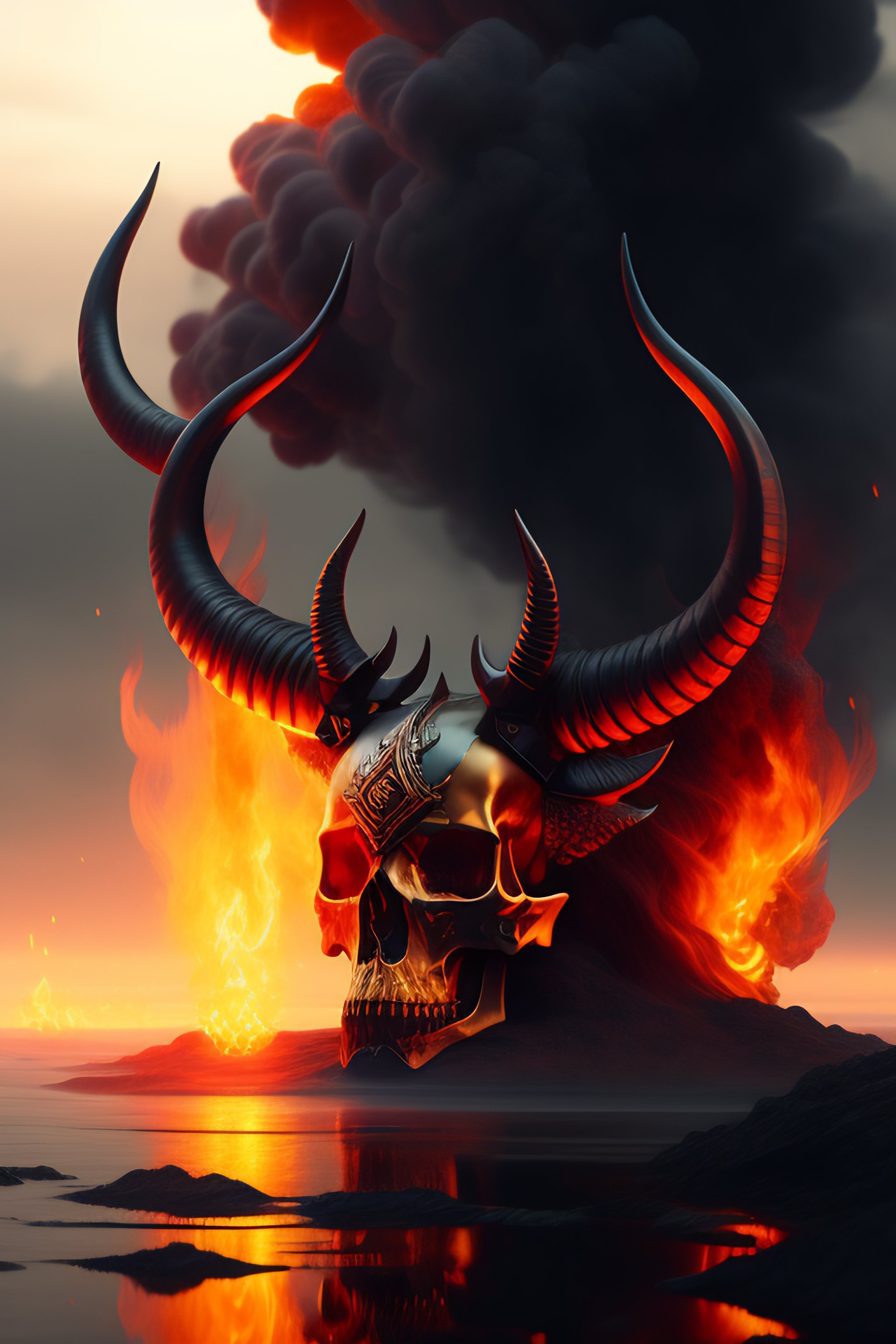 Lexica - Portrait of a bullet shot by the devil with his horns on fires ...