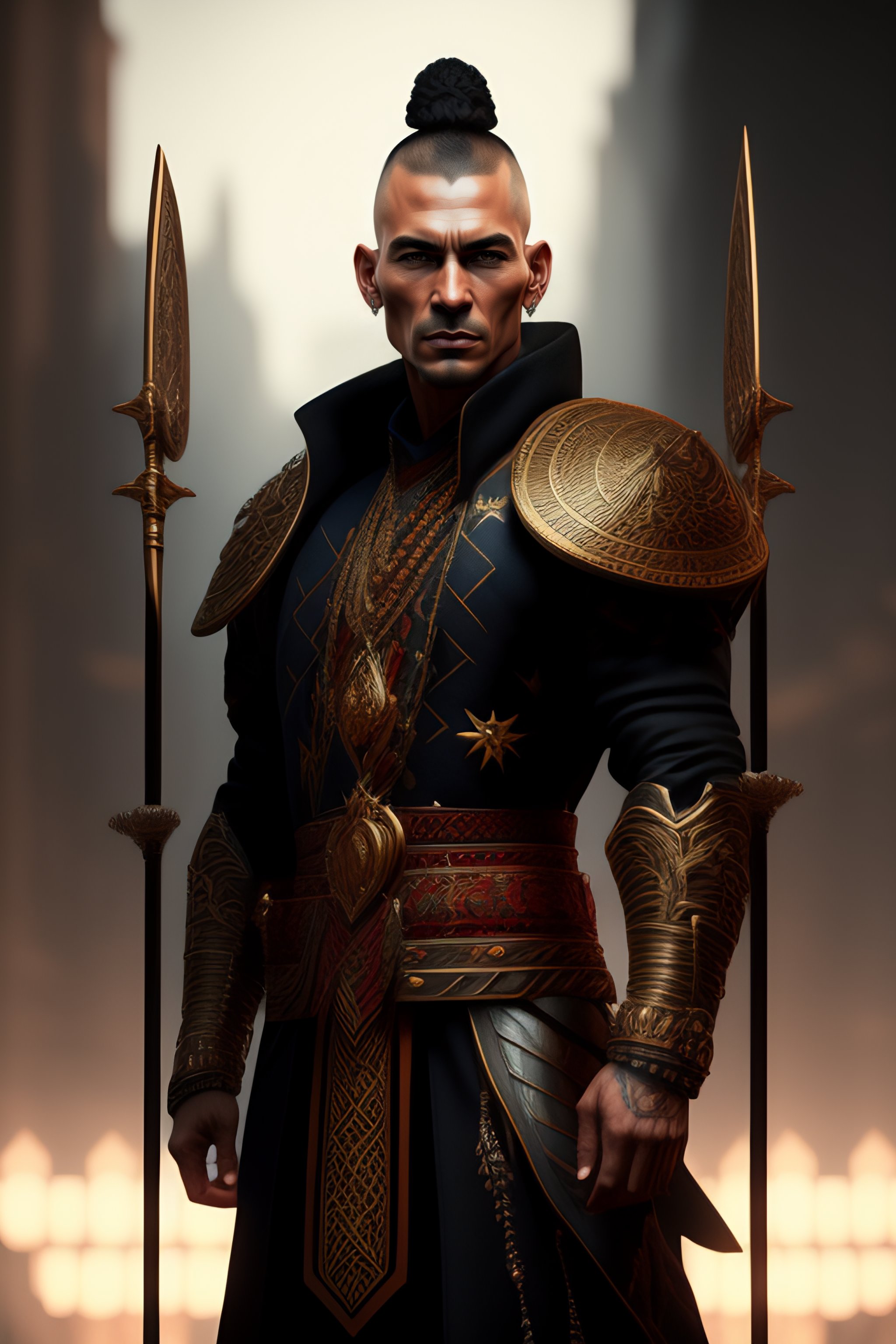 Lexica - A caucassian archer 45 years old, shaved head, punk, intricate ...