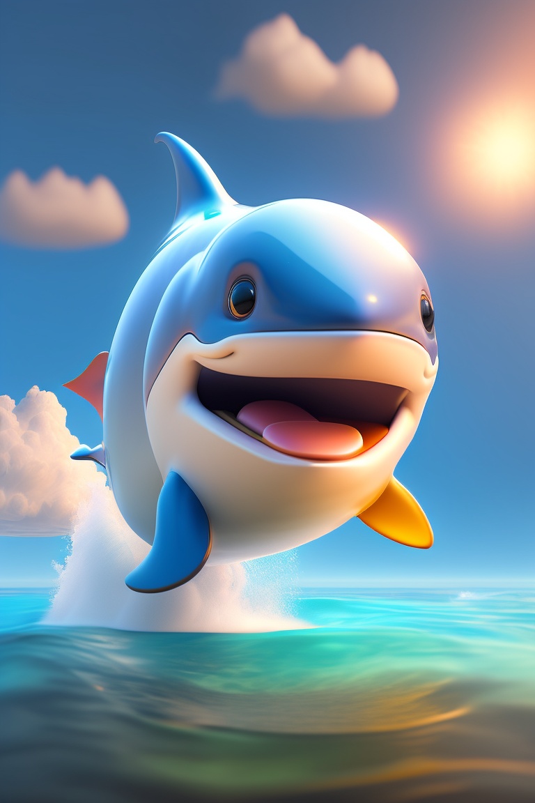 Lexica - Happy cute dolphin cartoon character in pixar style, the ...