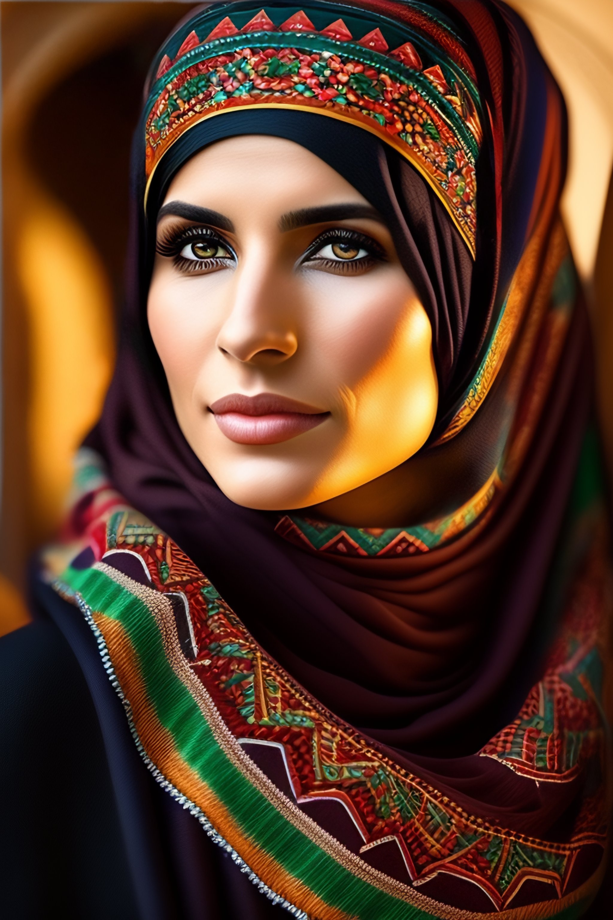 Lexica - Women with Palestinian Hatta Kufiya Folk Pattern