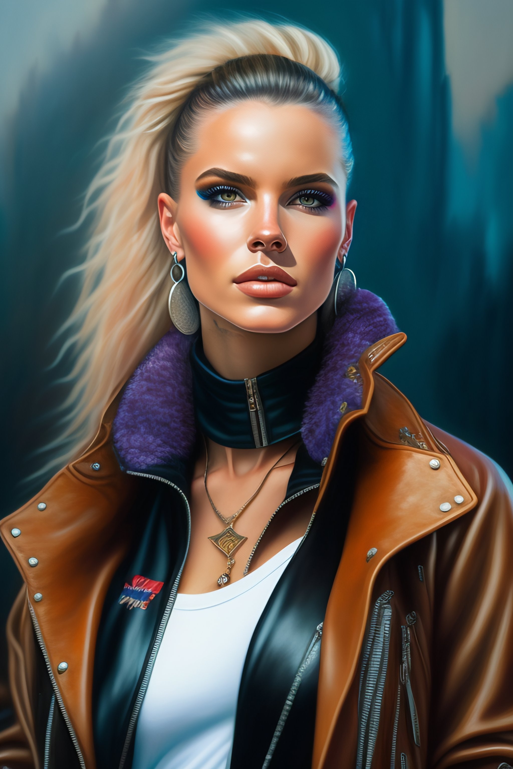 Lexica - Cute punk rock girl, mad max jacket, renaissance, cables on ...