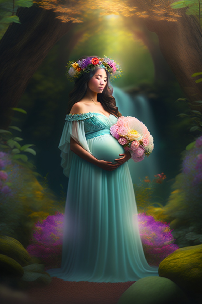 Lexica - A magical maternity and newborn moment amidst a lush ...
