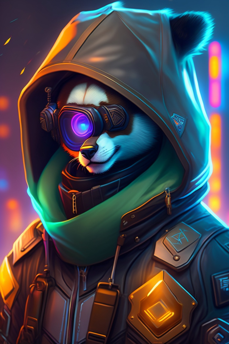 Lexica - 2D comic art of panda, hacker wearing hoodie,computer ...