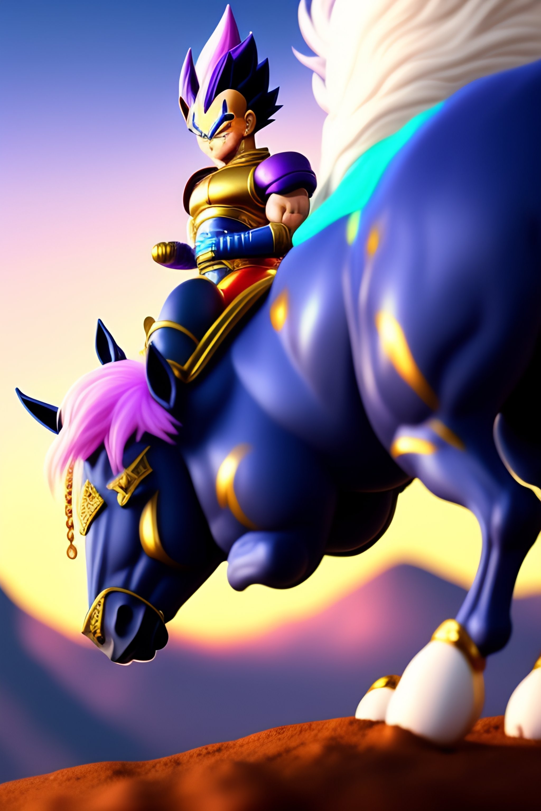 Lexica - Vegeta riding unicorn