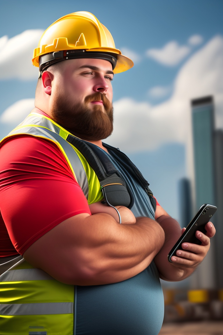 Lexica - A construction worker with a large belly, amateur photo ...