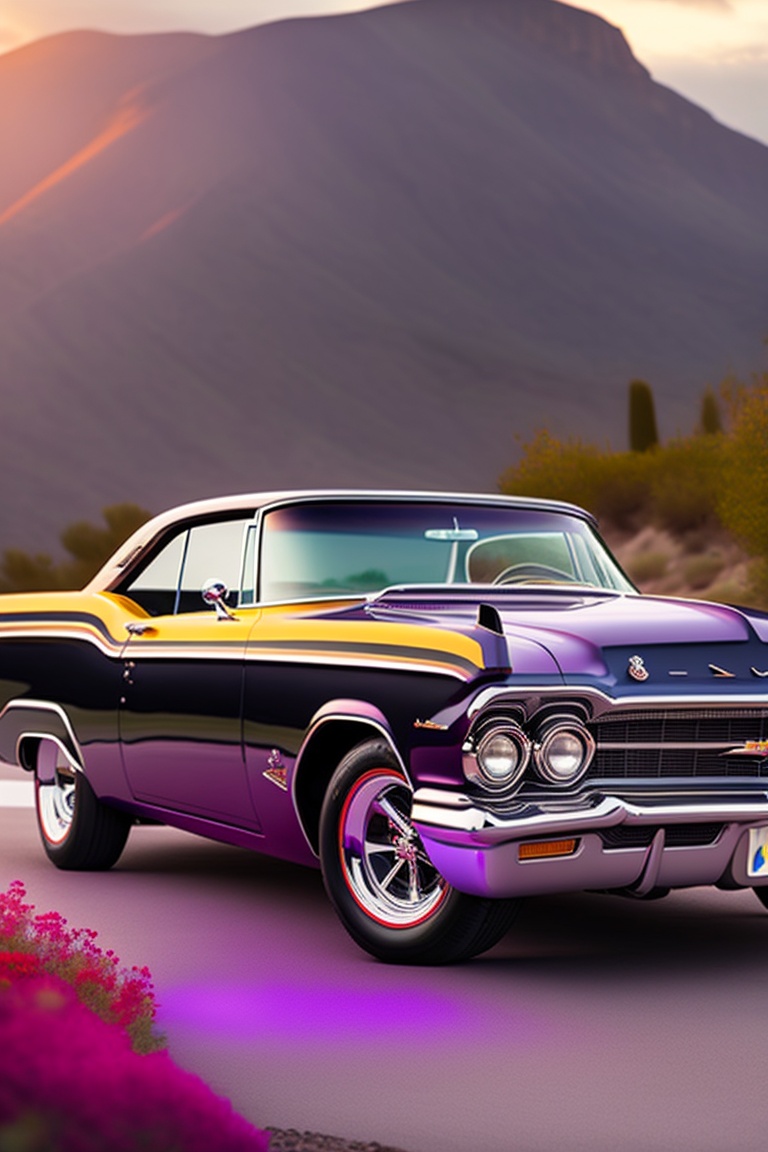 Lexica - Old Royal Purple Chevrolet Impala, crusin, black rims