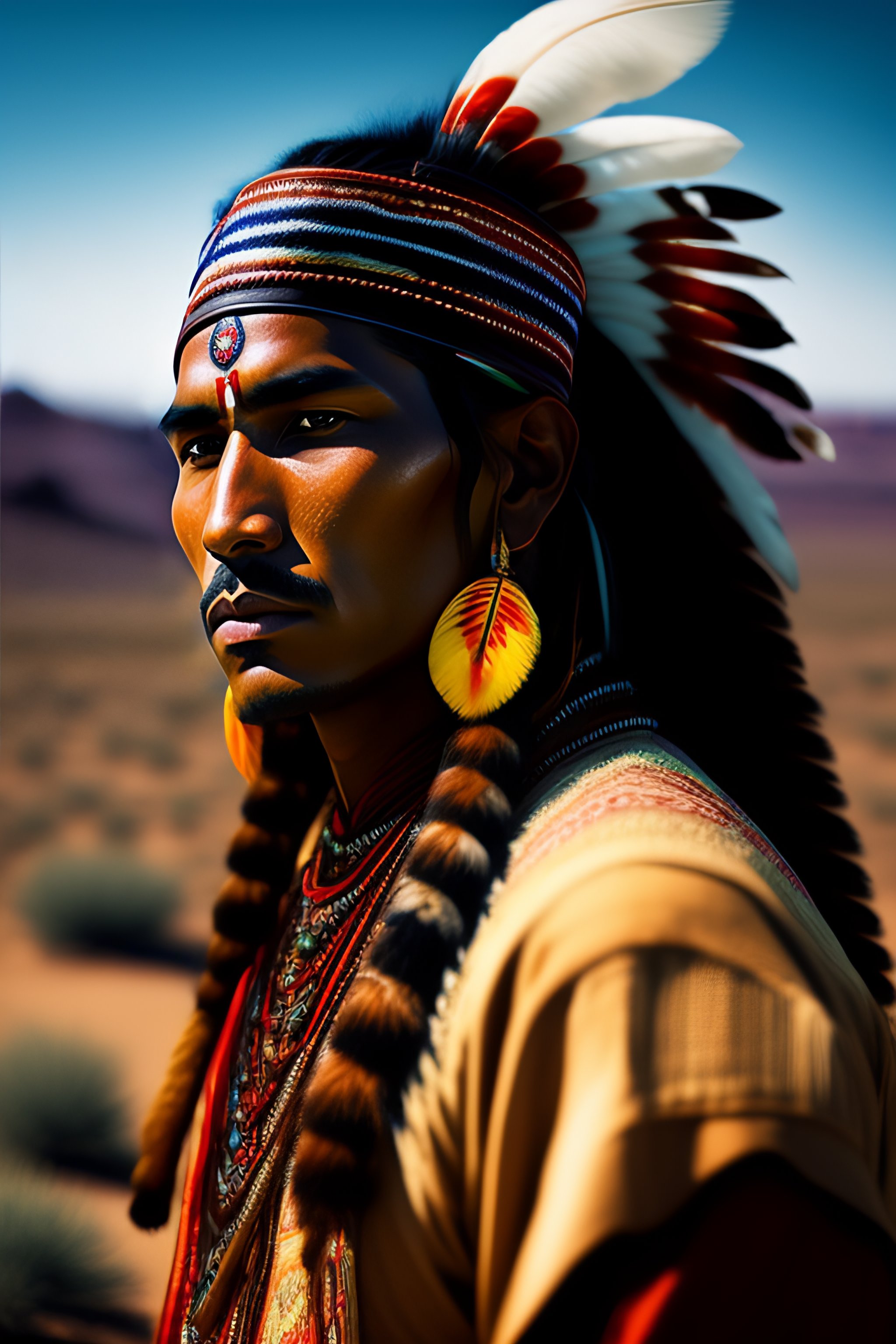 Lexica - A portrait of an american native apache