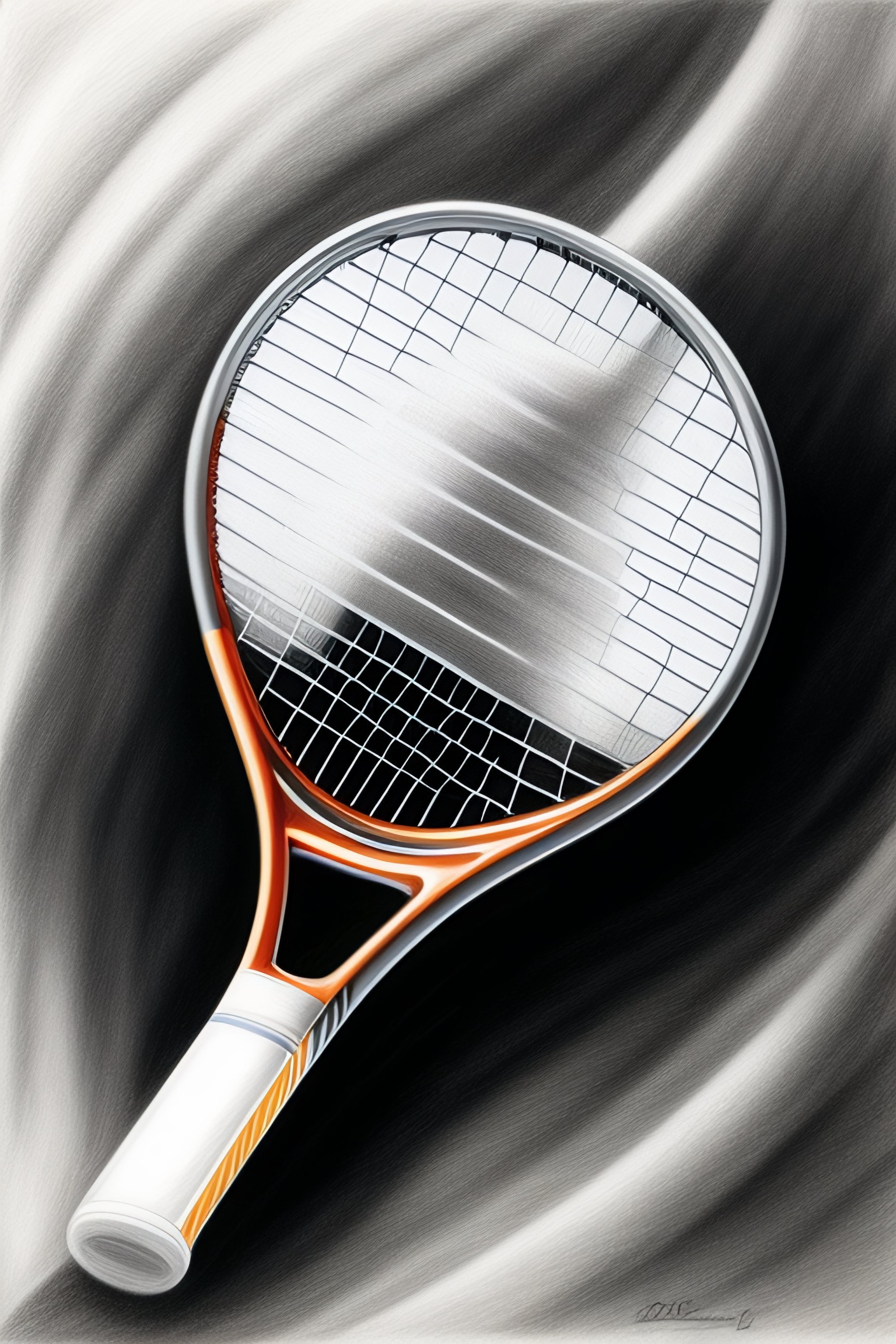 Lexica - Tennis racket in space pencil drawing