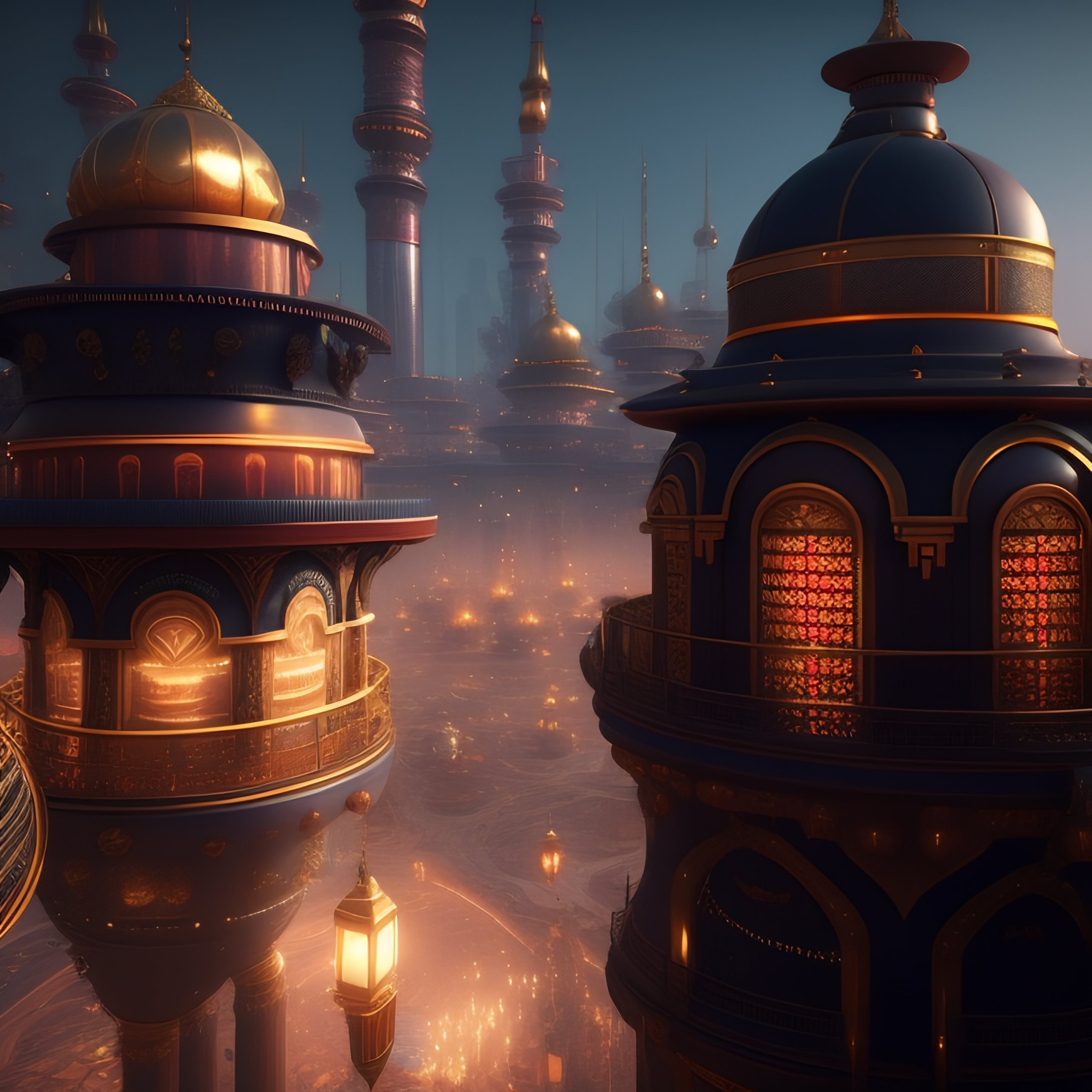 Lexica - Cyberpunk and steampunk ottoman city, 8k, redshift render