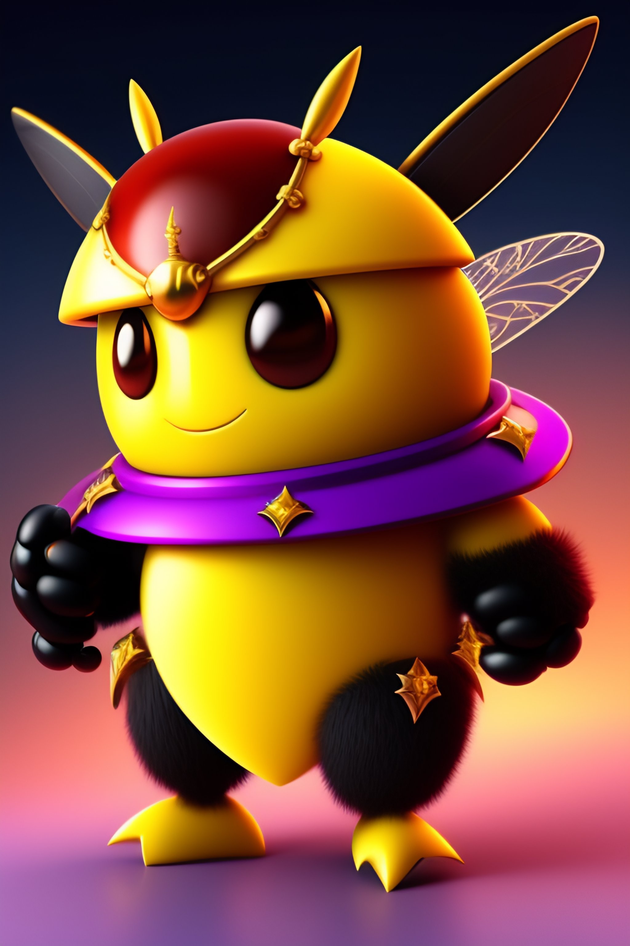 Lexica - Cartoon bee knight looks like Beedrill with a cup of coffee