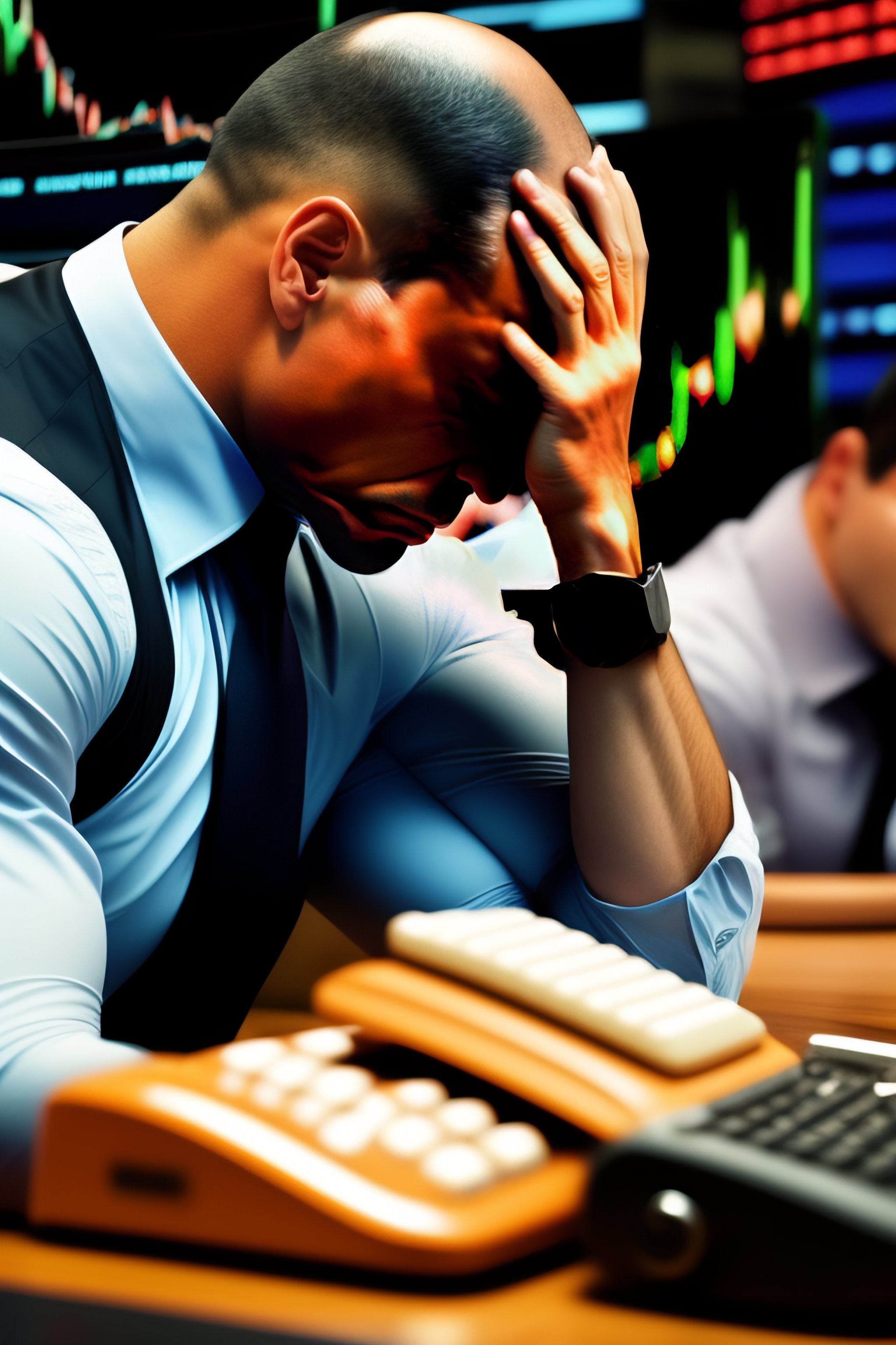Lexica - Crying and sad futures traders loosing money,Markets crashing,vintage picture