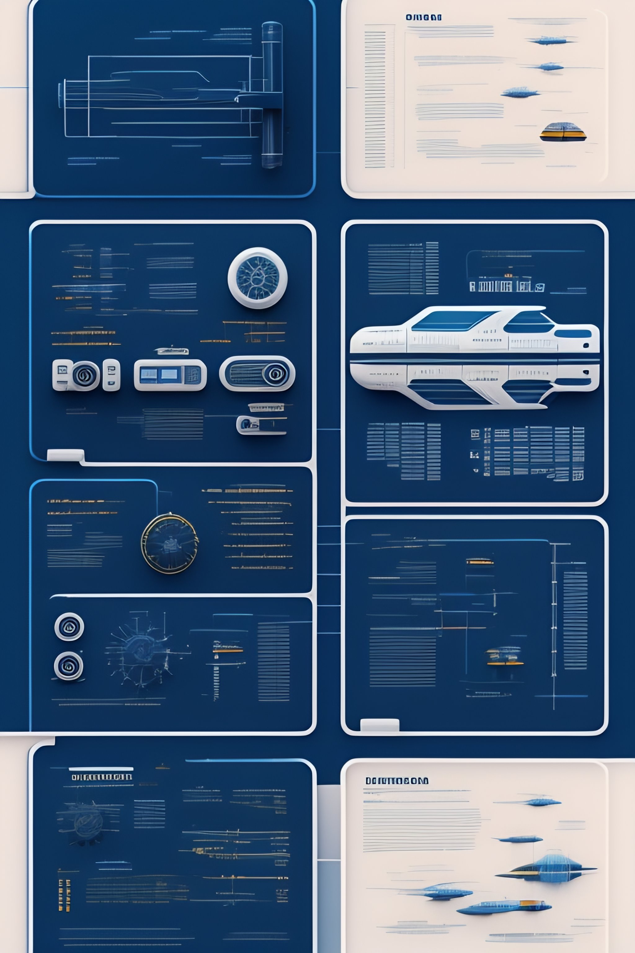 Lexica - Detailed schematics of a futuristic machine, lots of text ...