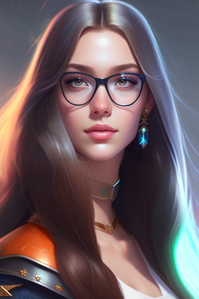 Lexica - Girl with long straight hair, fantasy style, portrait, glasses ...