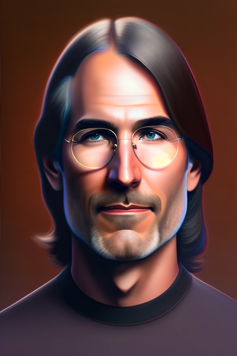 Lexica - Steve Jobs, looking straight in to the camera ready to speak