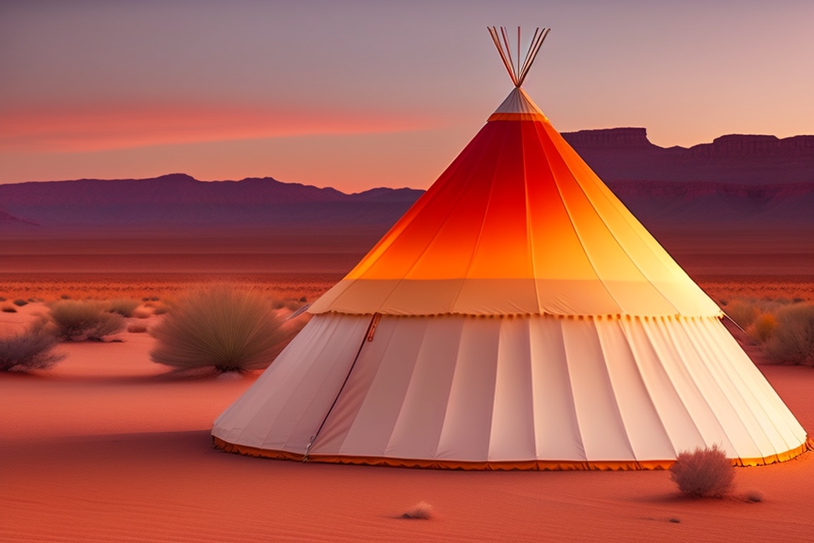 Lexica - White yurt tent in the middle of the desert, mountain backdrop ...
