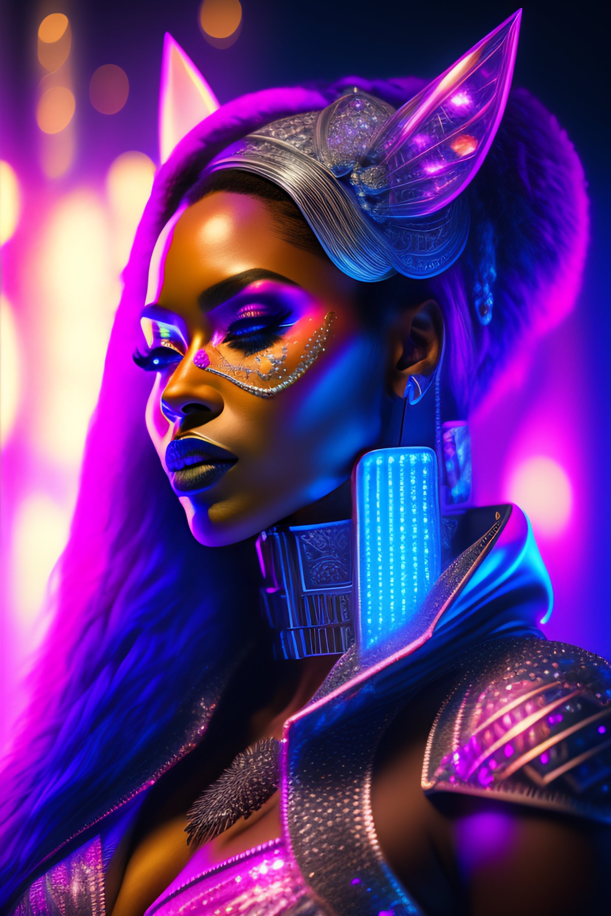 Lexica - Voodoo, full body illustration, cyberpunk, crystal, white ...