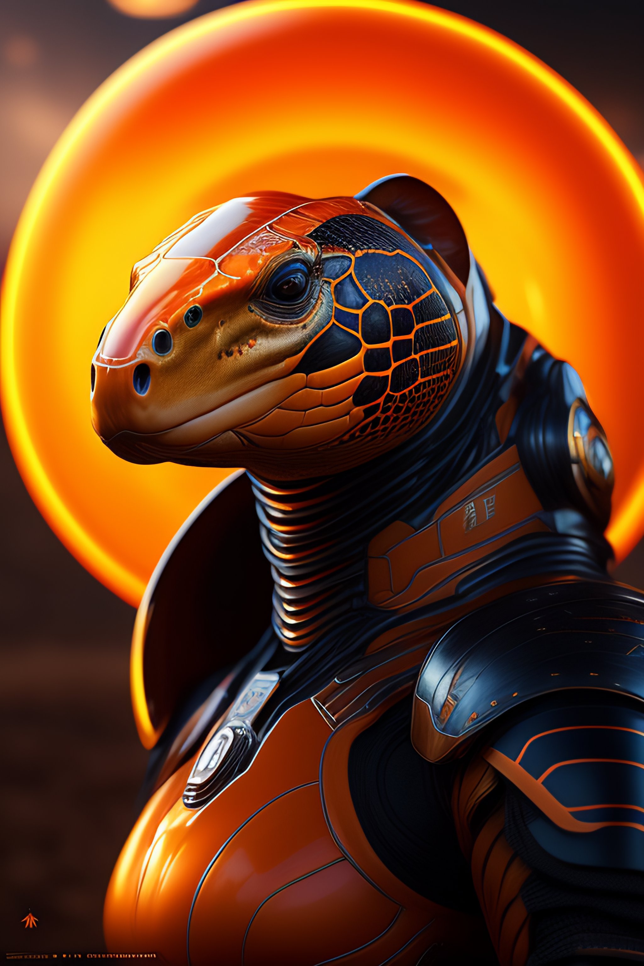 Lexica - Portrait of a cybernetic orange snake a spiritual full body ...