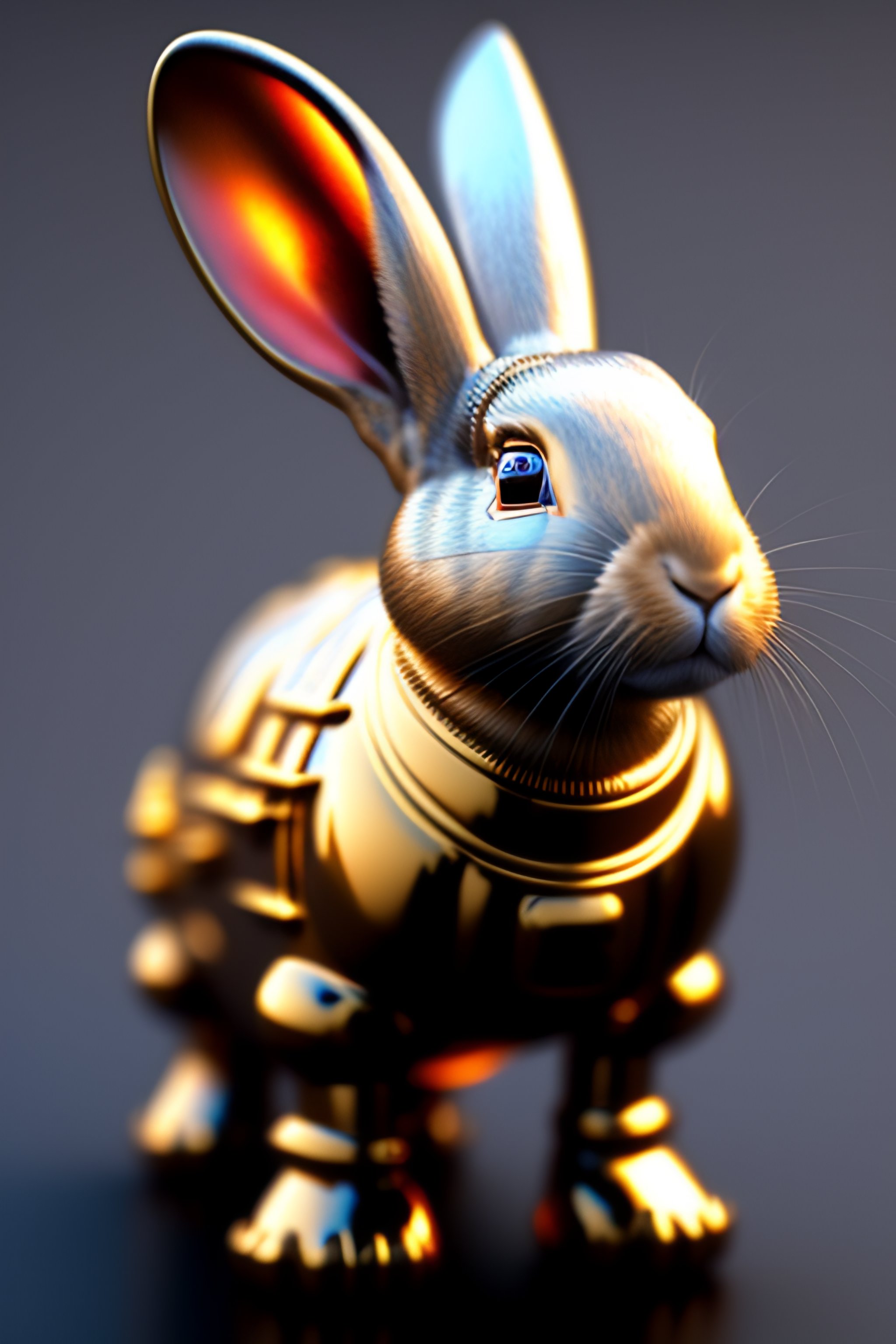 Lexica - Cyborg rabbit futuristic mechanical metal shiny
