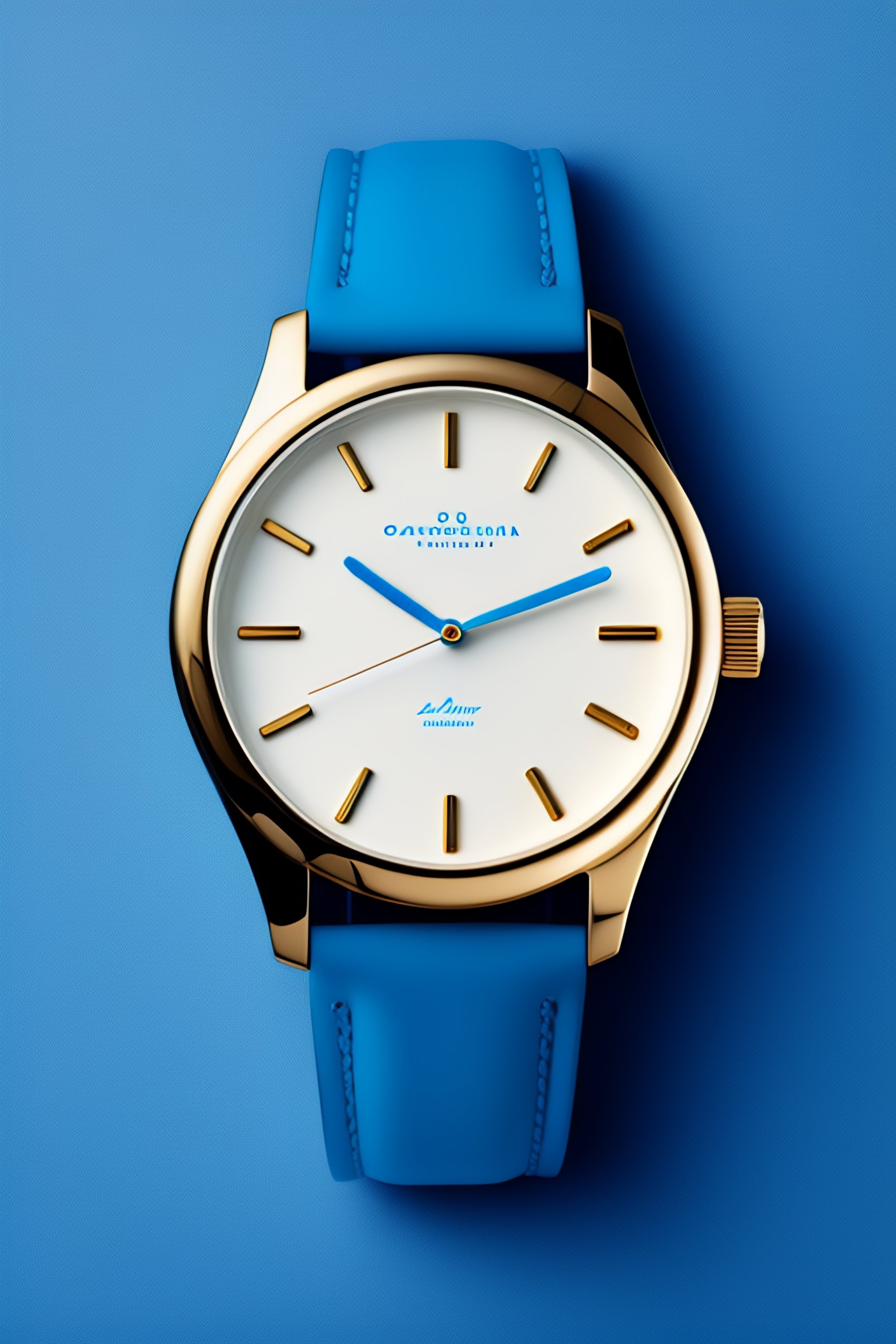 Lexica - Bright blue background with white watch in the middle