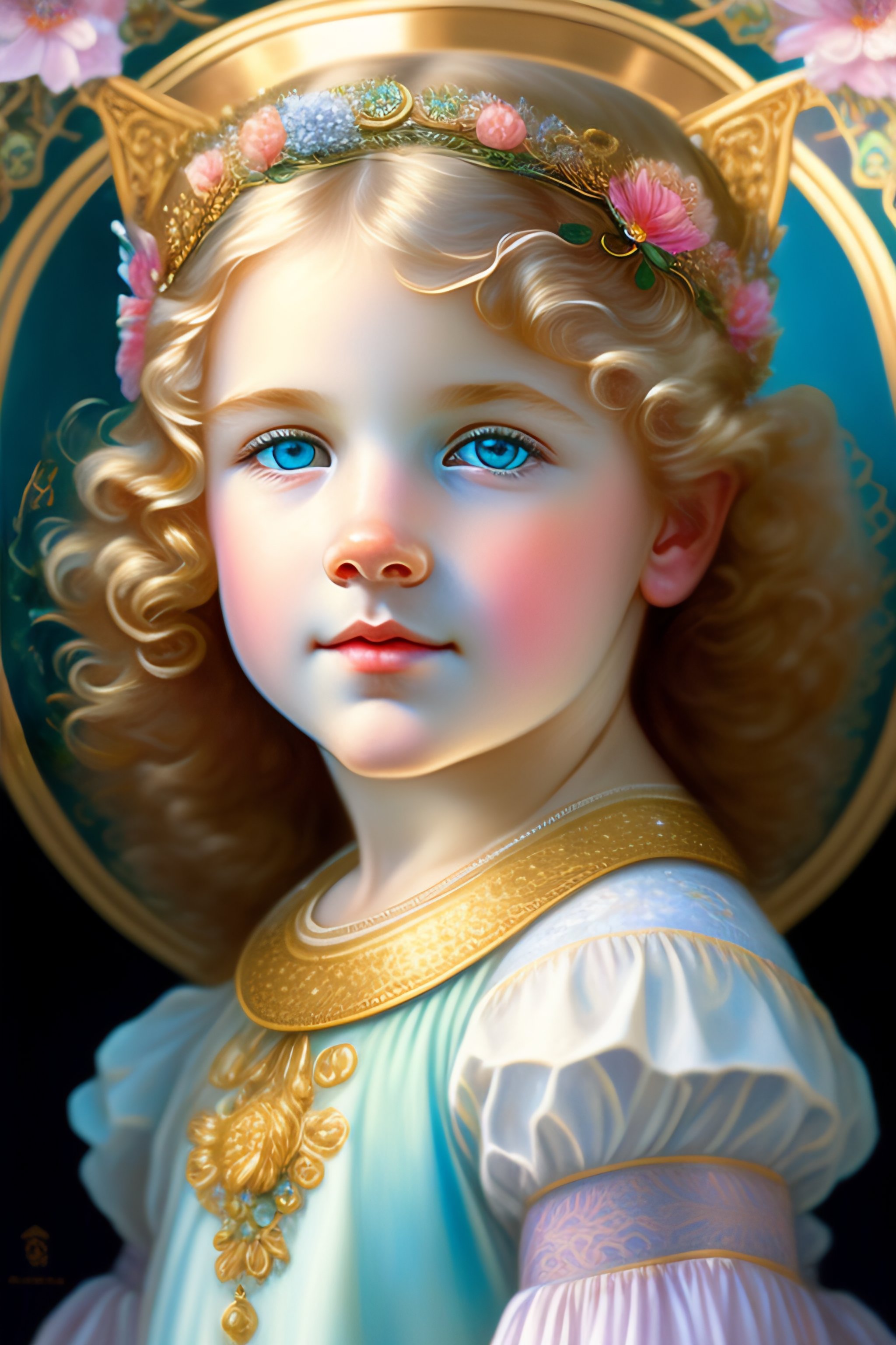 Lexica - Highly detailed full bust portrait, piercing blue eyes, coy ...