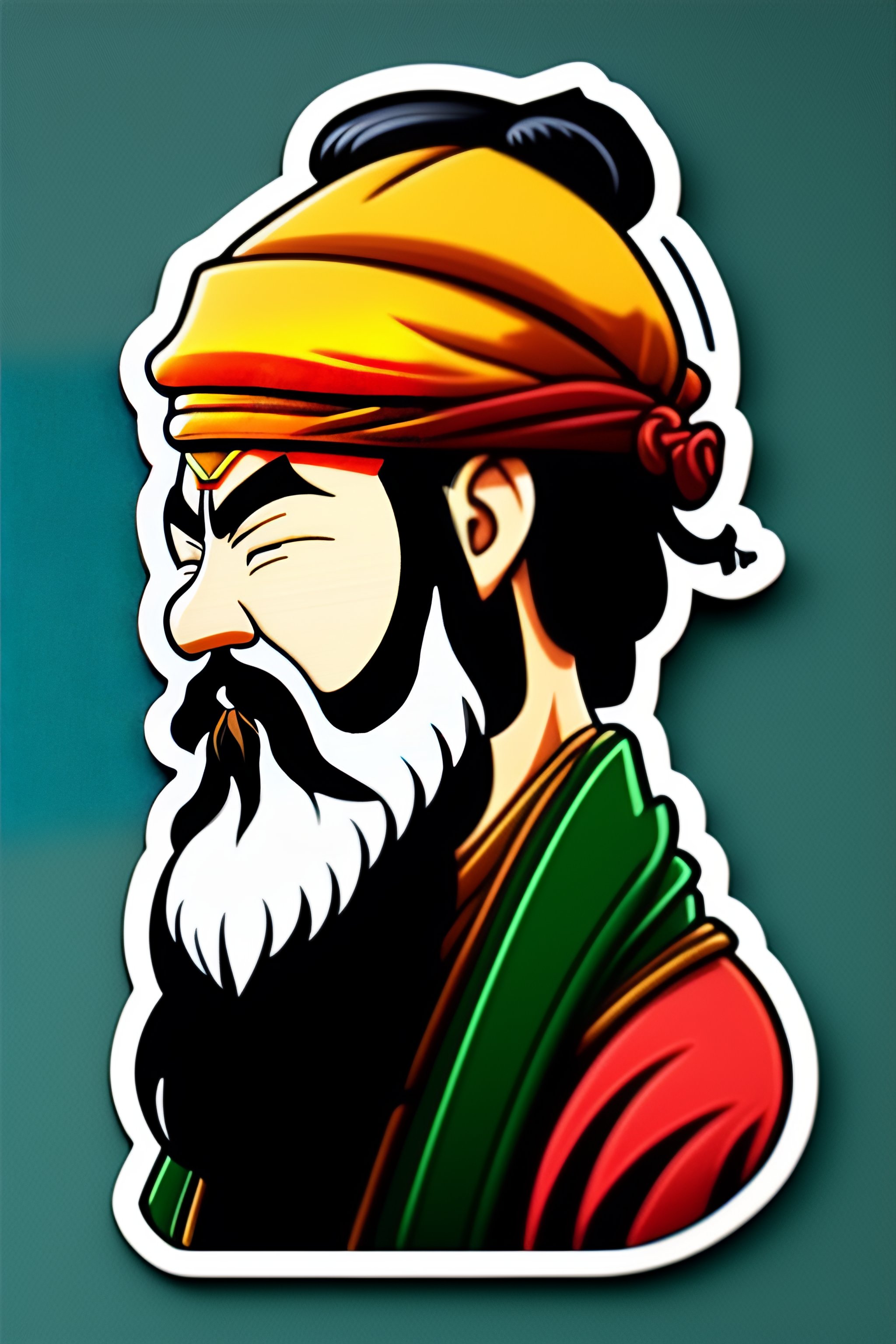 Lexica - Evil cartoon confucius sticker, anime style, solid background ...