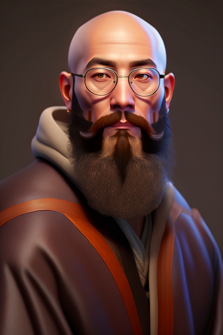Lexica - A bald monk with beard and lenses,hd hyper realistic, clear ...