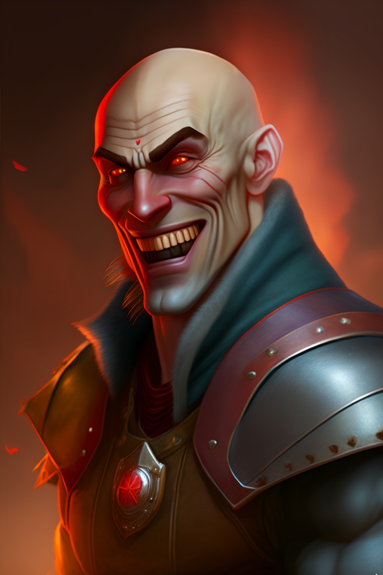 Lexica - Portrait of a bald half-orc with a missing tooth, dirty ...