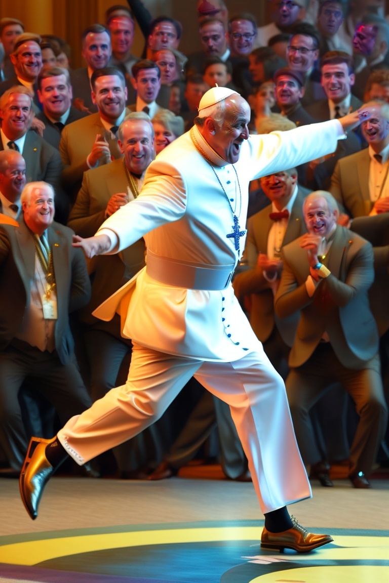 Lexica - Pope Francis doing Break dance in a music hall