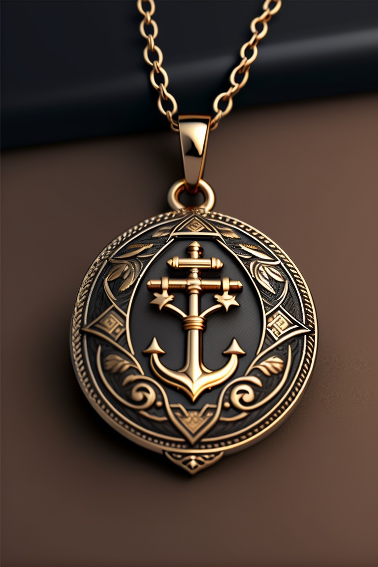 Lexica - A modest necklace hand engraved with an anchor wrapped in a ...