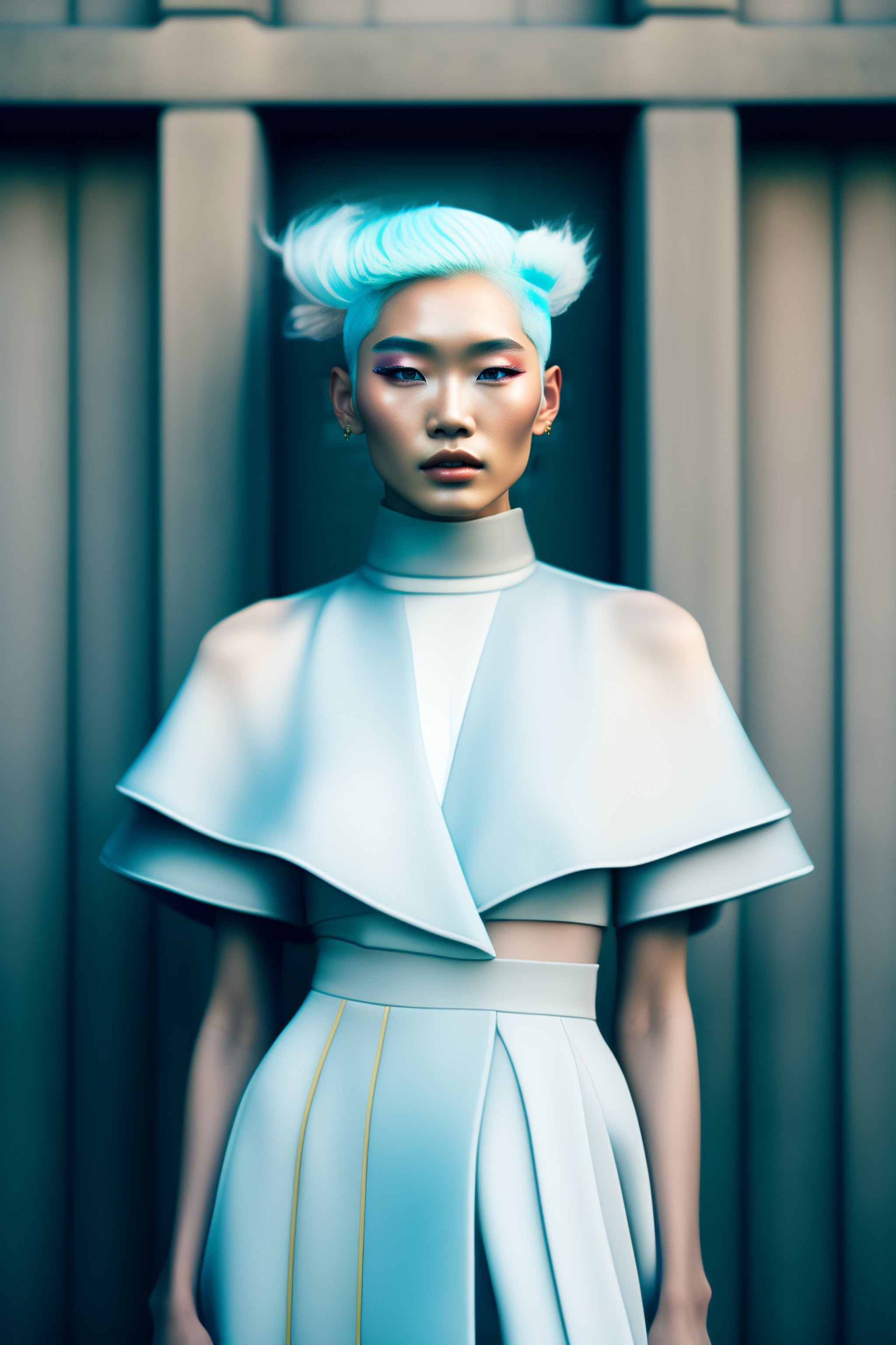 Lexica - Portrait of haute couture beautiful albino asian fashion model ...