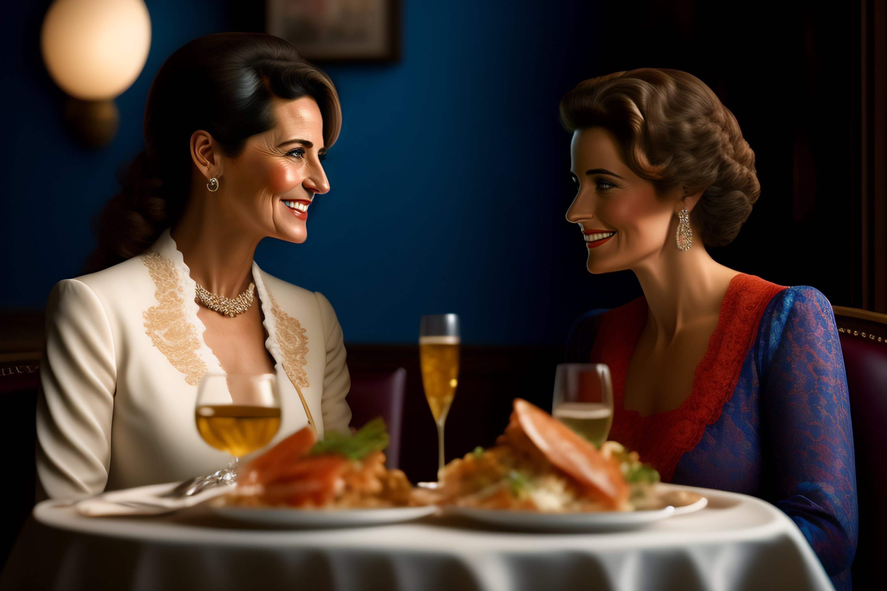 Lexica - Clara Campoamor and Victoria Kent dining in a restaurant ...