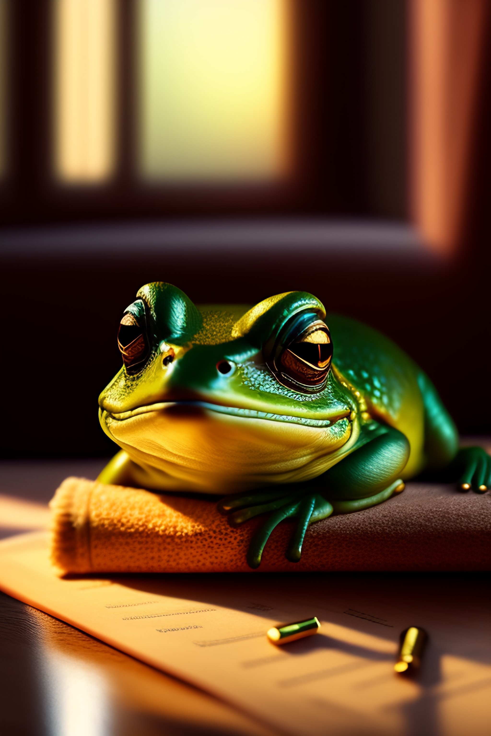 Lexica - An exhausted pepe the frog commiting tax fraud, paperwork ...