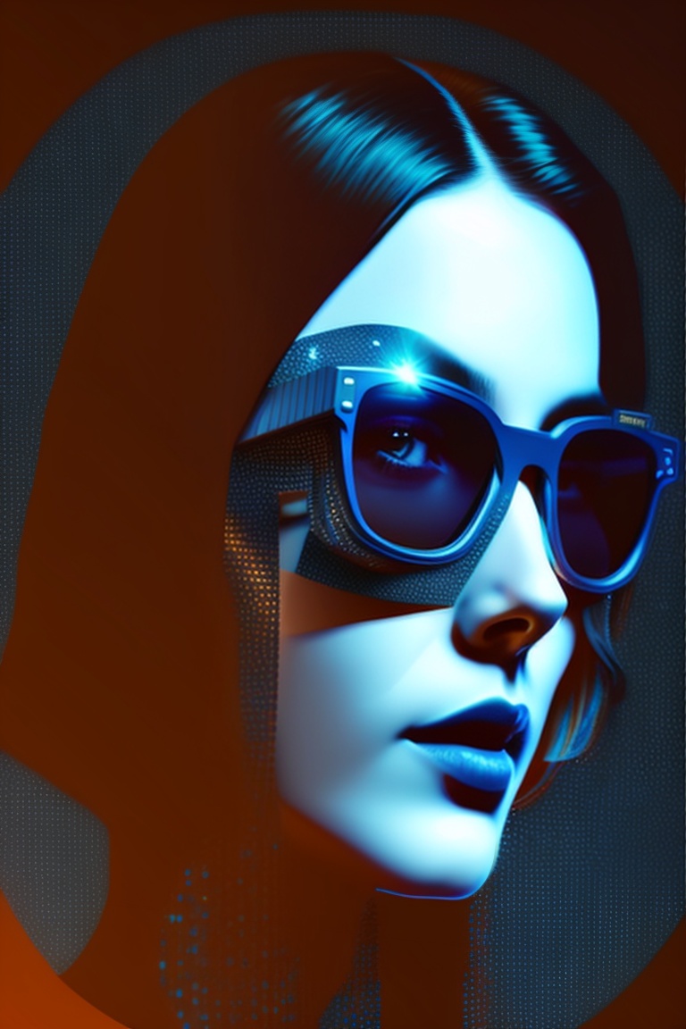 Lexica - Brunette woman wearing sunglasses and jumper, binary code in ...